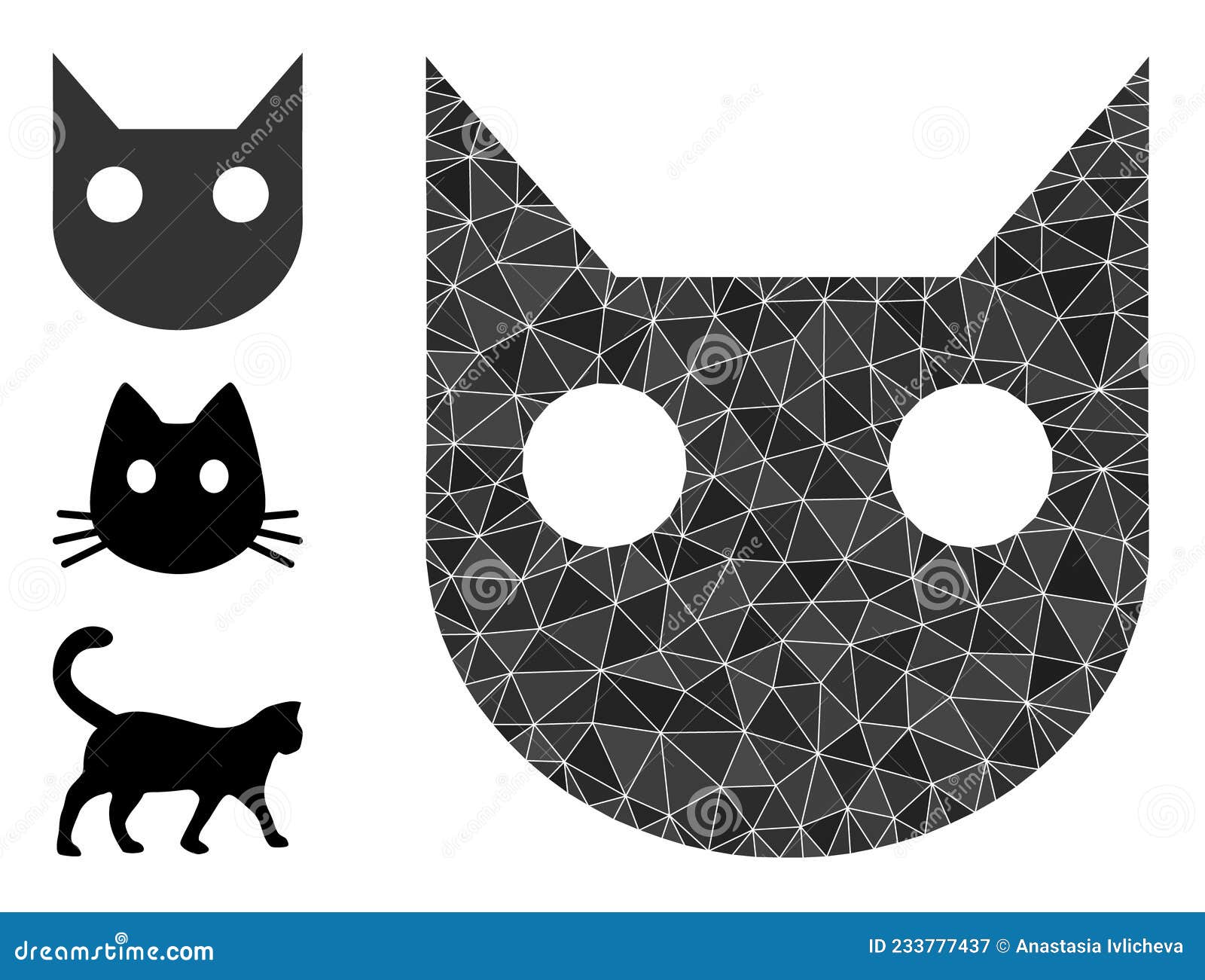Vector Triangle Filled Cat Head Icon and Similar Icons Stock Vector ...