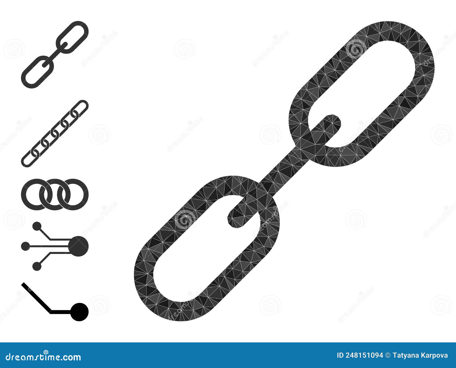 Vector Triangle Filled Chain Link Icon and More Icons Stock Vector ...