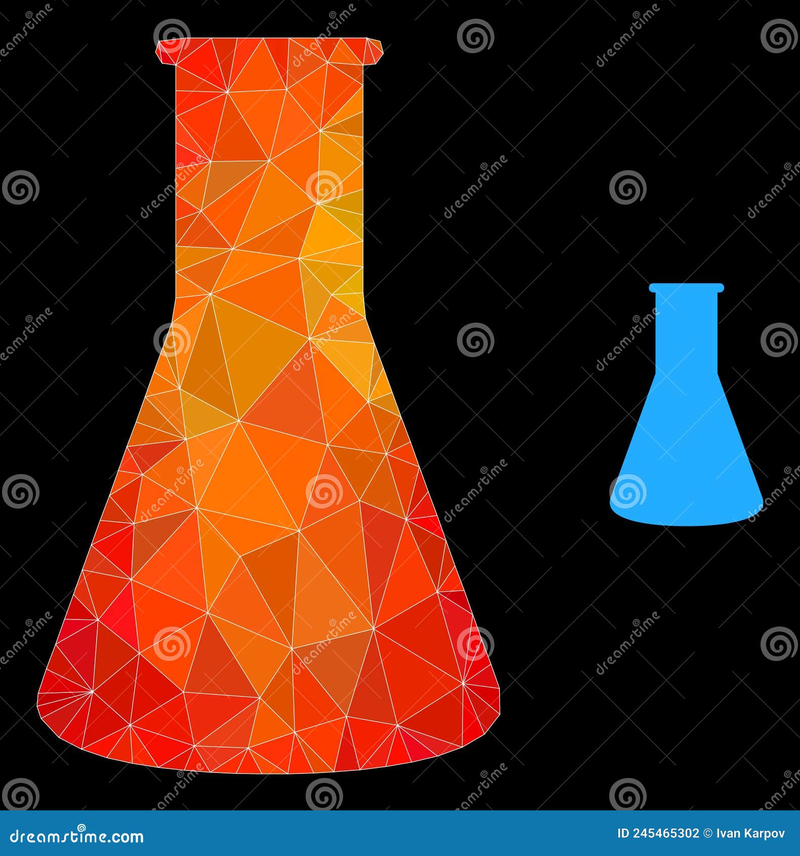 Vector Triangle Filled Chemical Retort Icon with Flame Gradient Stock ...