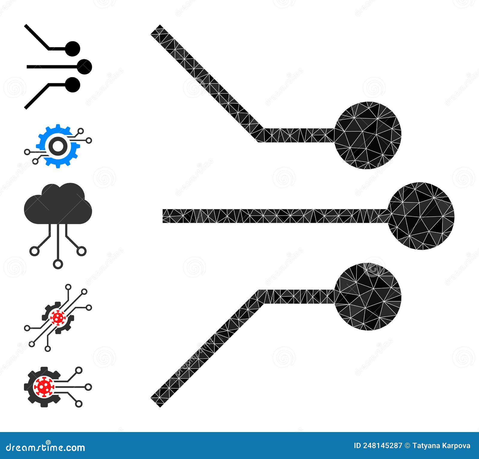 Vector Triangle Filled Circuit Linkages Icon and Additional Icons Stock ...