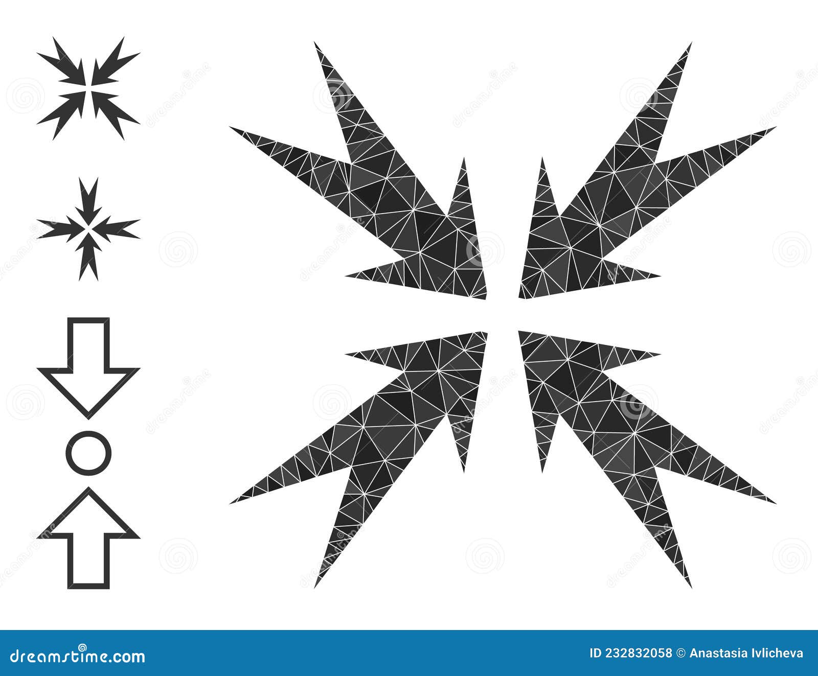 Vector Triangle Filled Compression Arrows Icon with Other Icons Stock ...