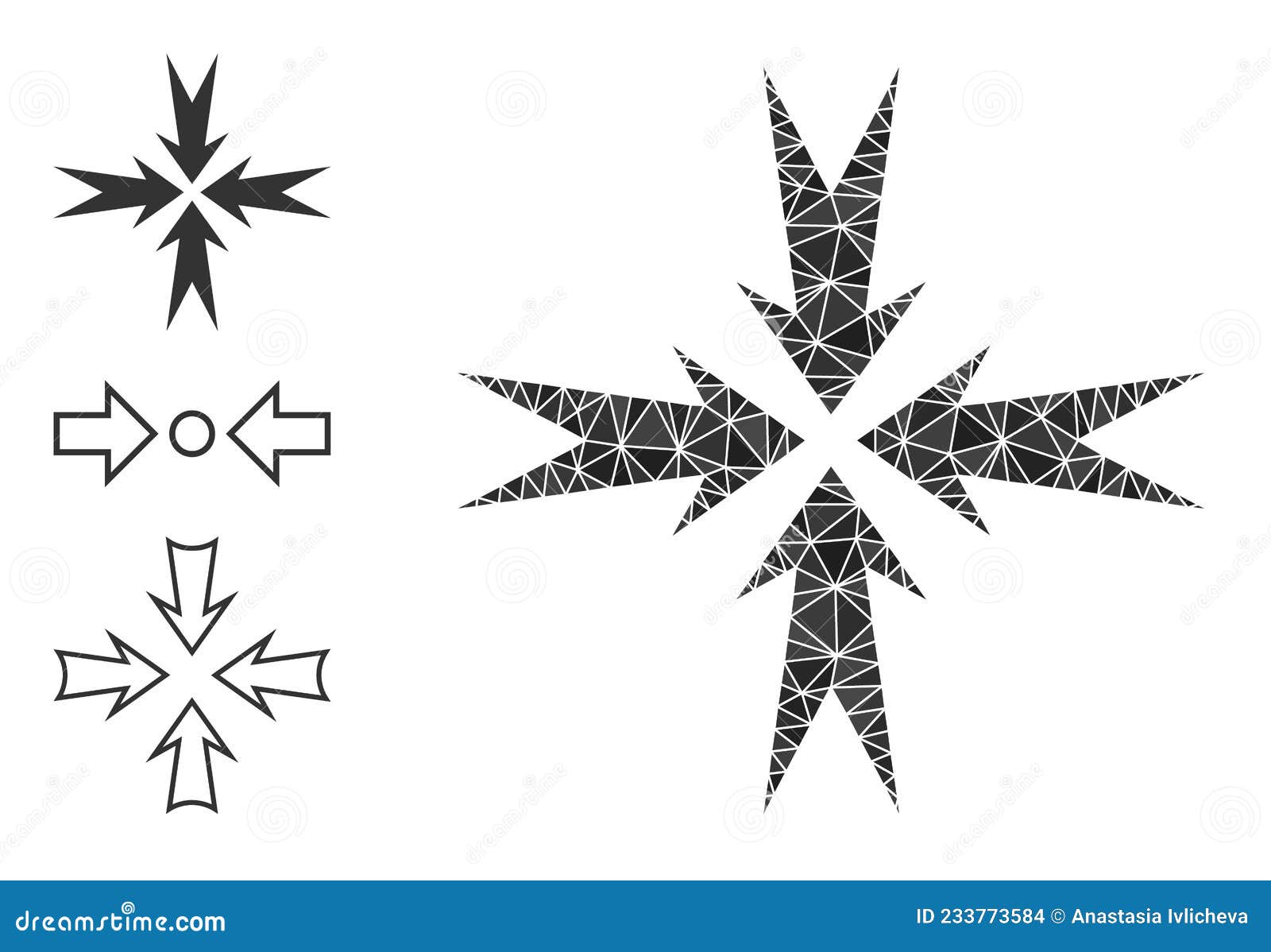 Vector Triangle Filled Compression Arrows Icon with Similar Icons Stock ...