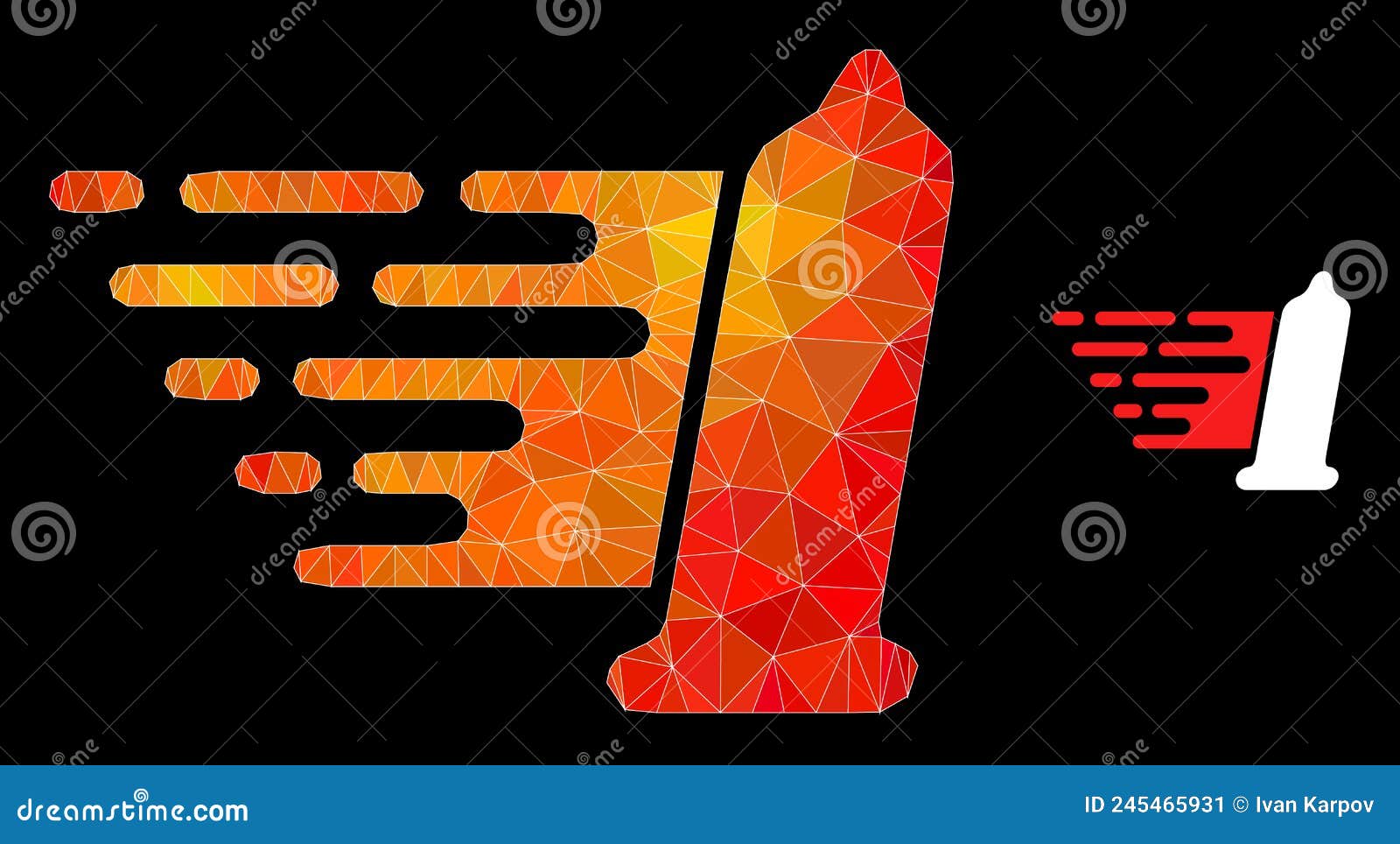 Vector Triangle Filled Condom Icon with Flame Gradient Stock Vector - Illustration of polygonal ...