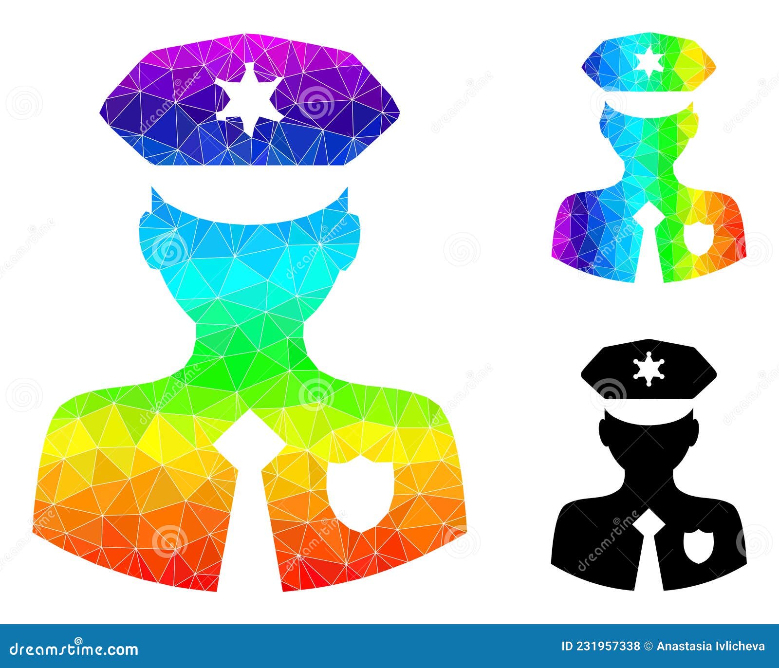 Vector Triangle Filled Constable Icon with Spectrum Gradient Stock ...