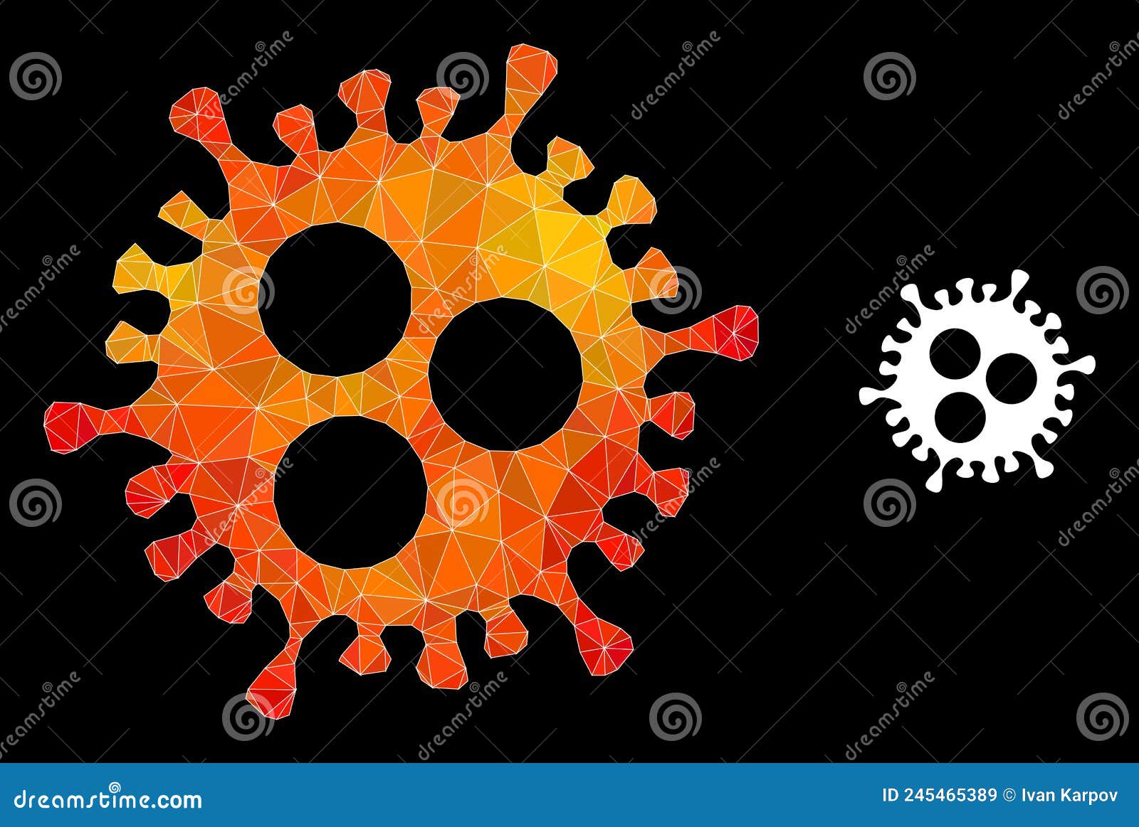 Vector Triangle Filled Covid Virus Icon with Flame Gradient Stock ...