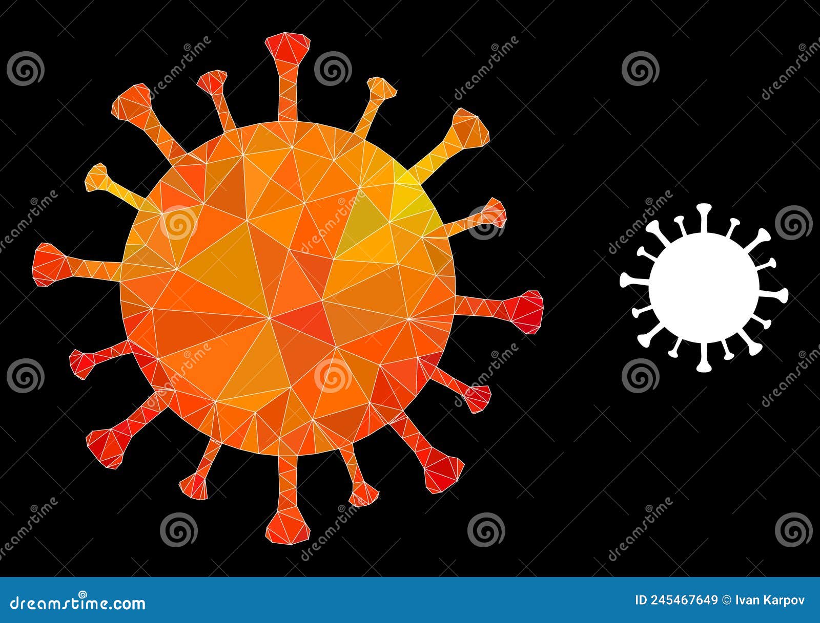 Vector Triangle Filled Covid-19 Virus Icon with Flame Gradient Stock ...