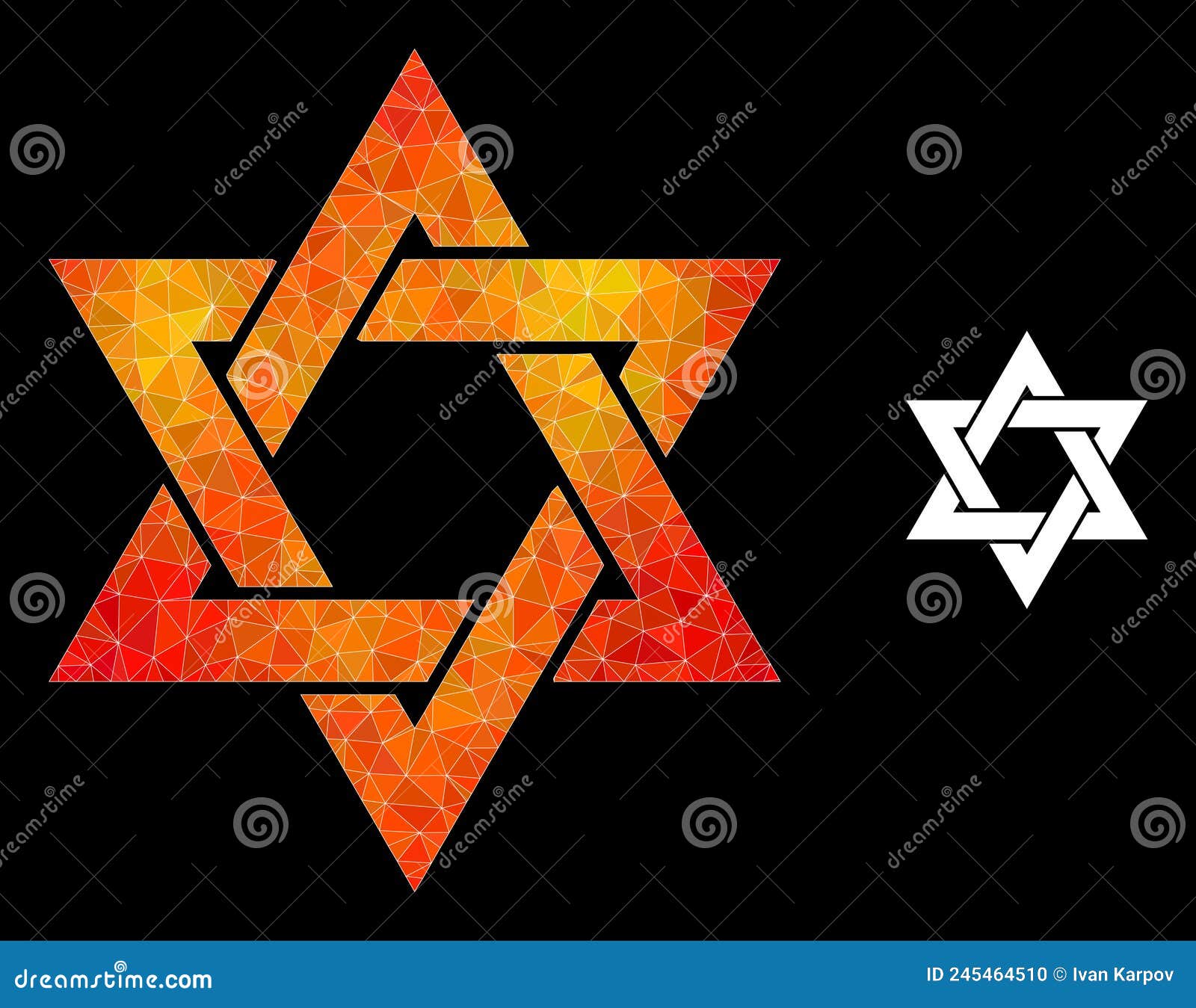 Vector Triangle Filled David Star Icon with Fire Gradient Stock Vector ...