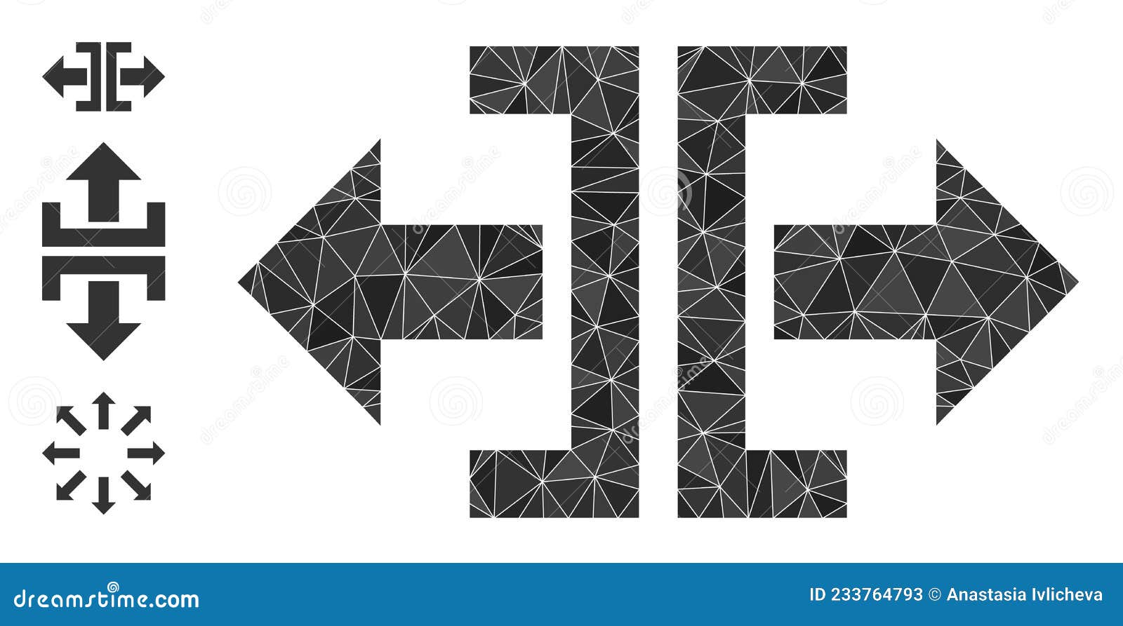 Vector Triangle Filled Divide Horizontal Direction Icon and Other Icons ...