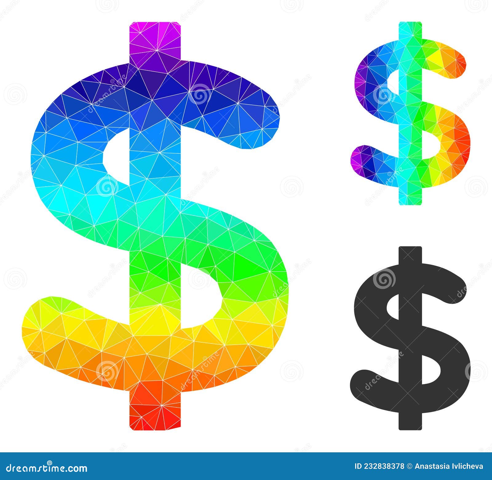 Vector Triangle Filled Dollar Icon with Rainbow Gradient Stock Vector ...