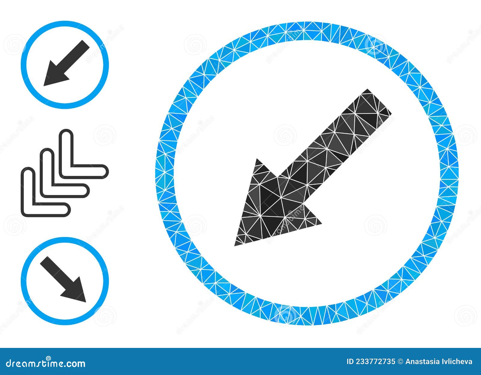 Vector Triangle Filled Down-Left Rounded Arrow Icon and Other Icons ...