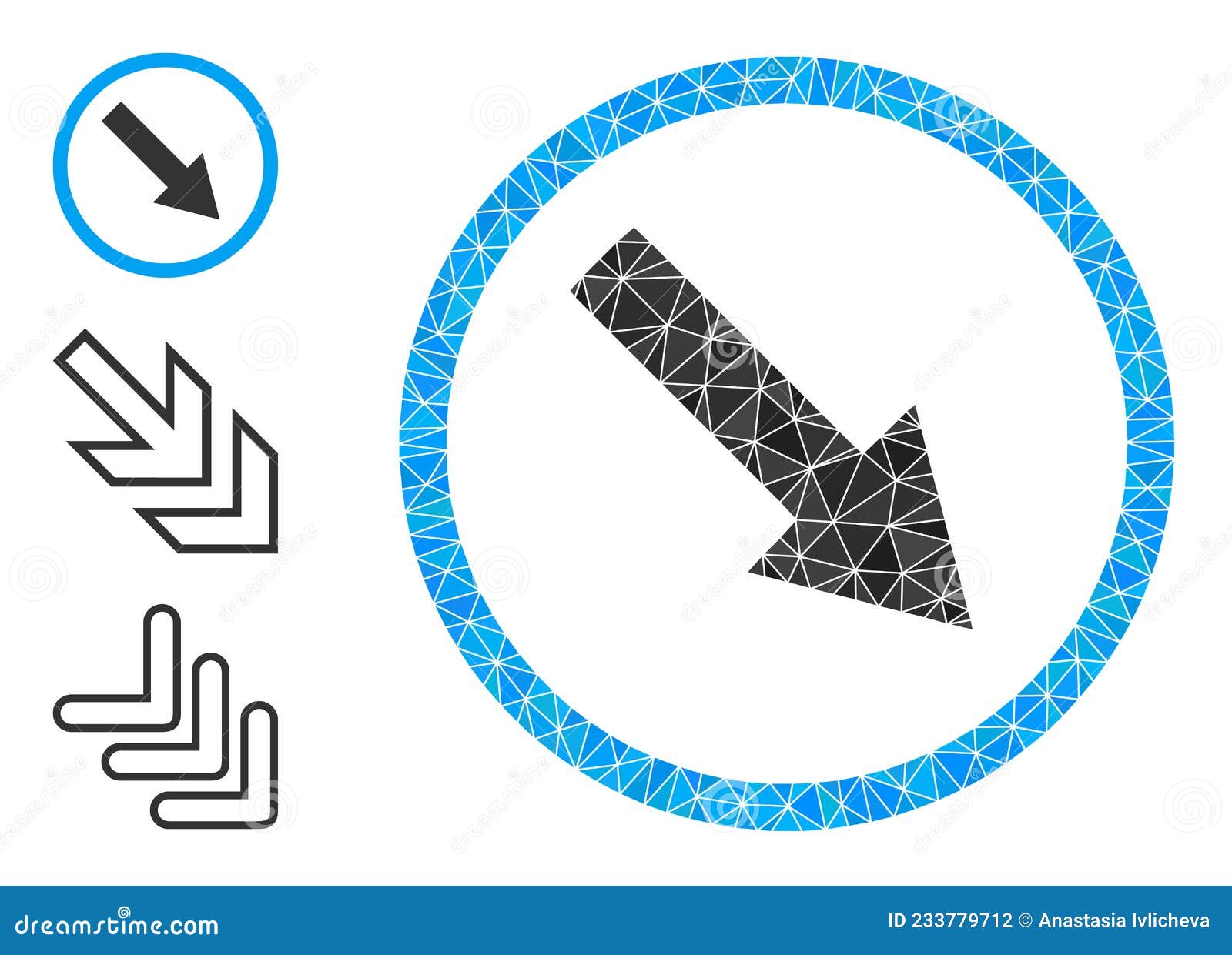 Vector Triangle Filled Down-Right Rounded Arrow Icon with Similar Icons ...