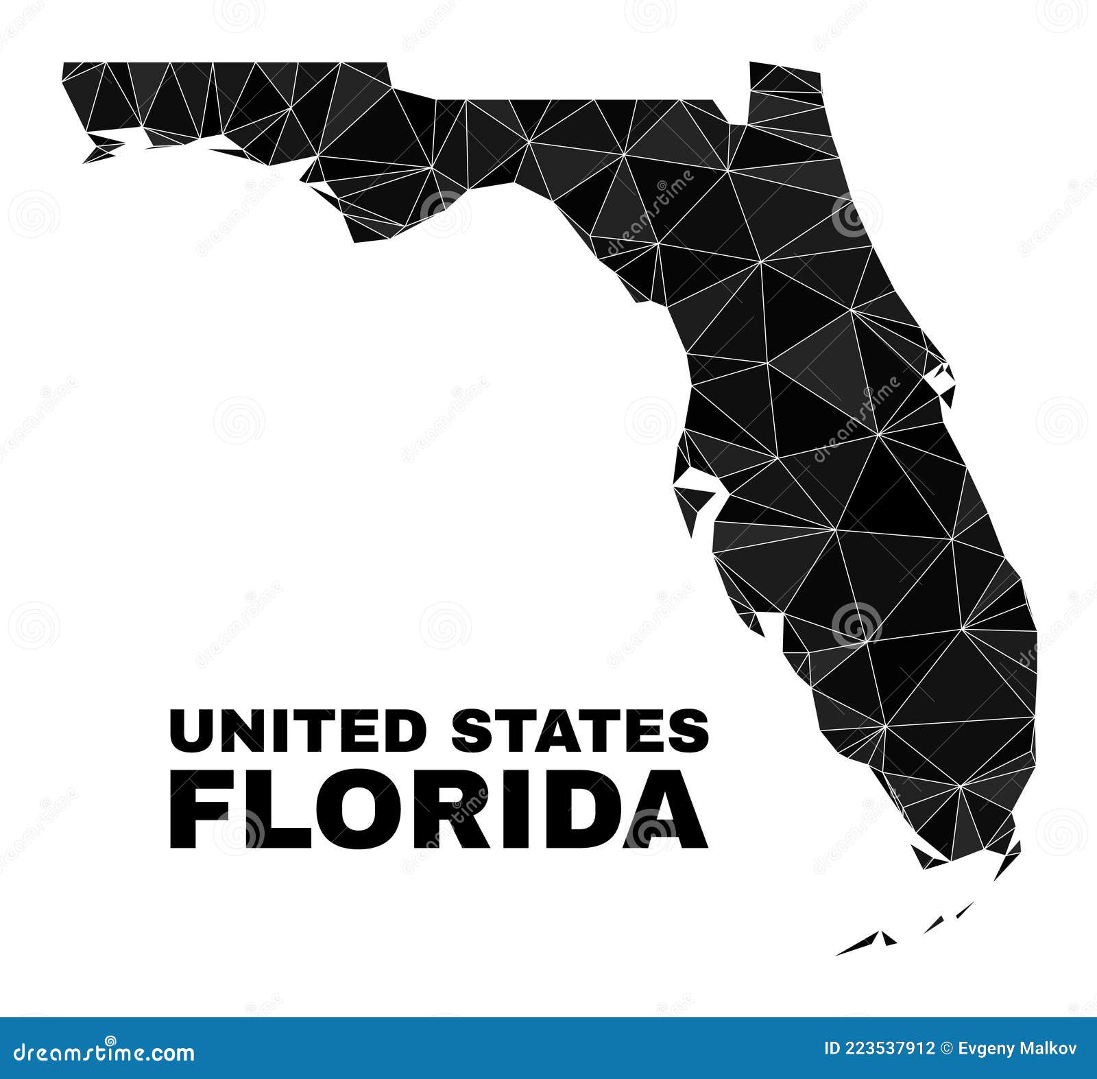Vector Triangle Filled Florida State Map Stock Vector - Illustration of ...