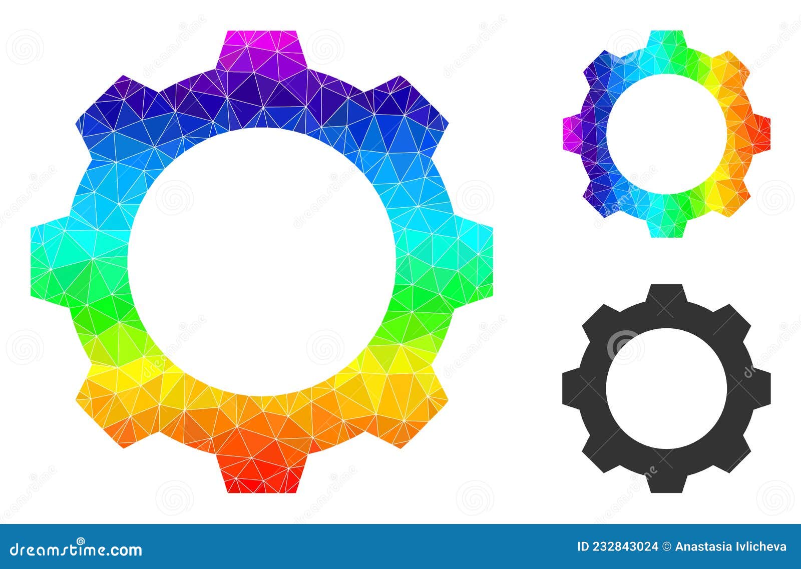 Vector Triangle Filled Gear Icon with Rainbow Gradient Stock Vector ...