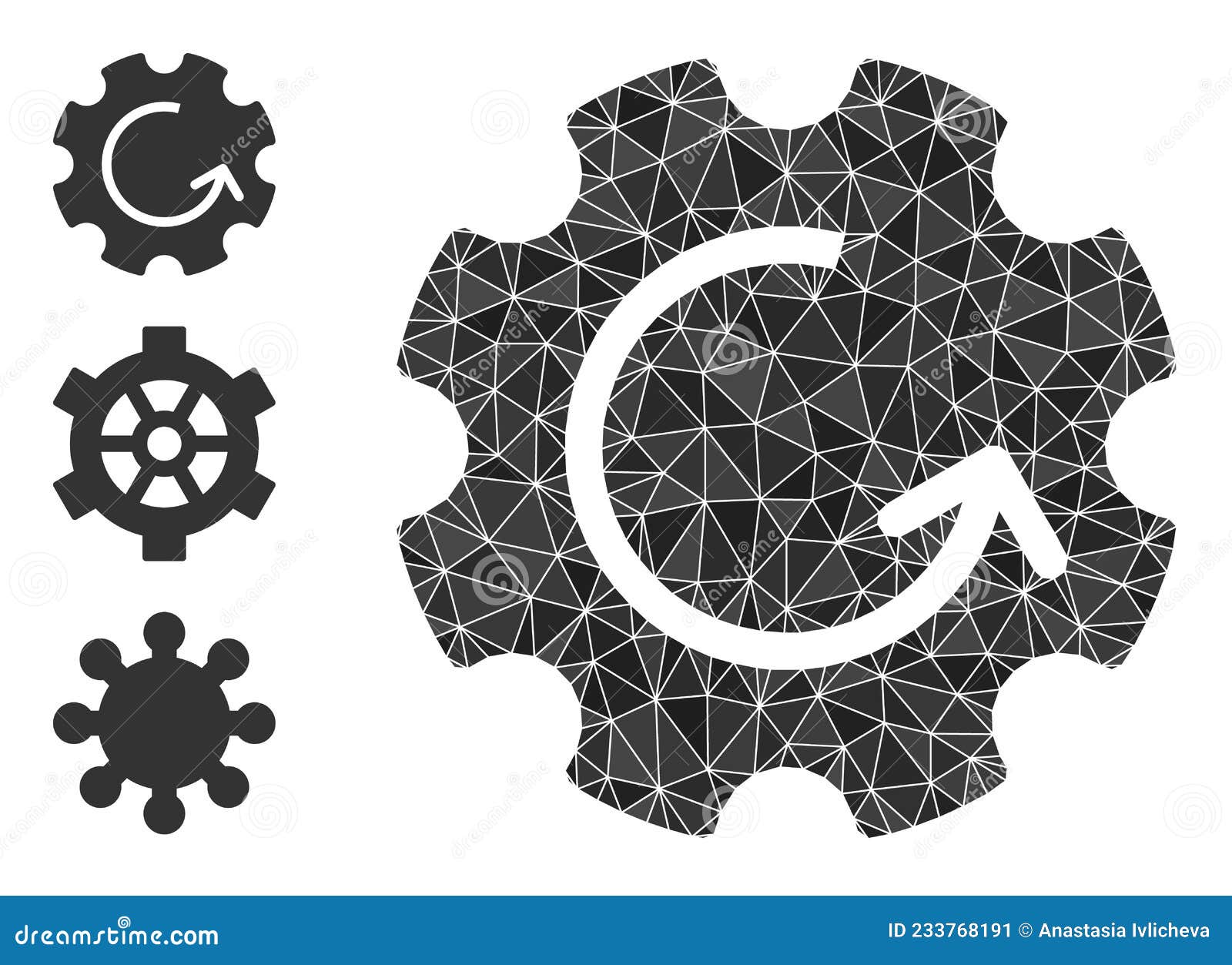 Vector Triangle Filled Gear Rotation Icon and Other Icons Stock Vector ...