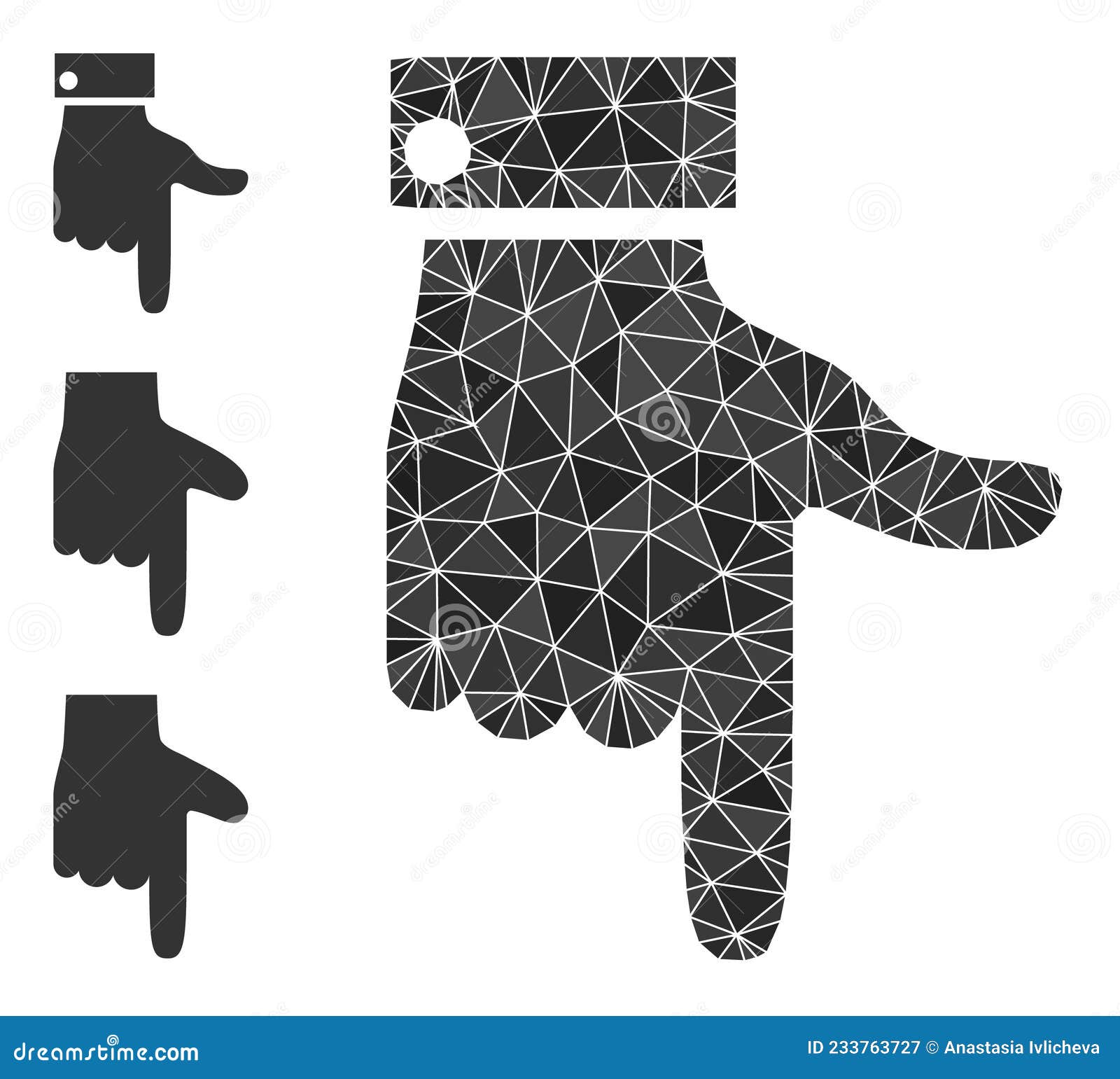 Vector Triangle Filled Hand Pointer Down Icon and Bonus Icons Stock ...