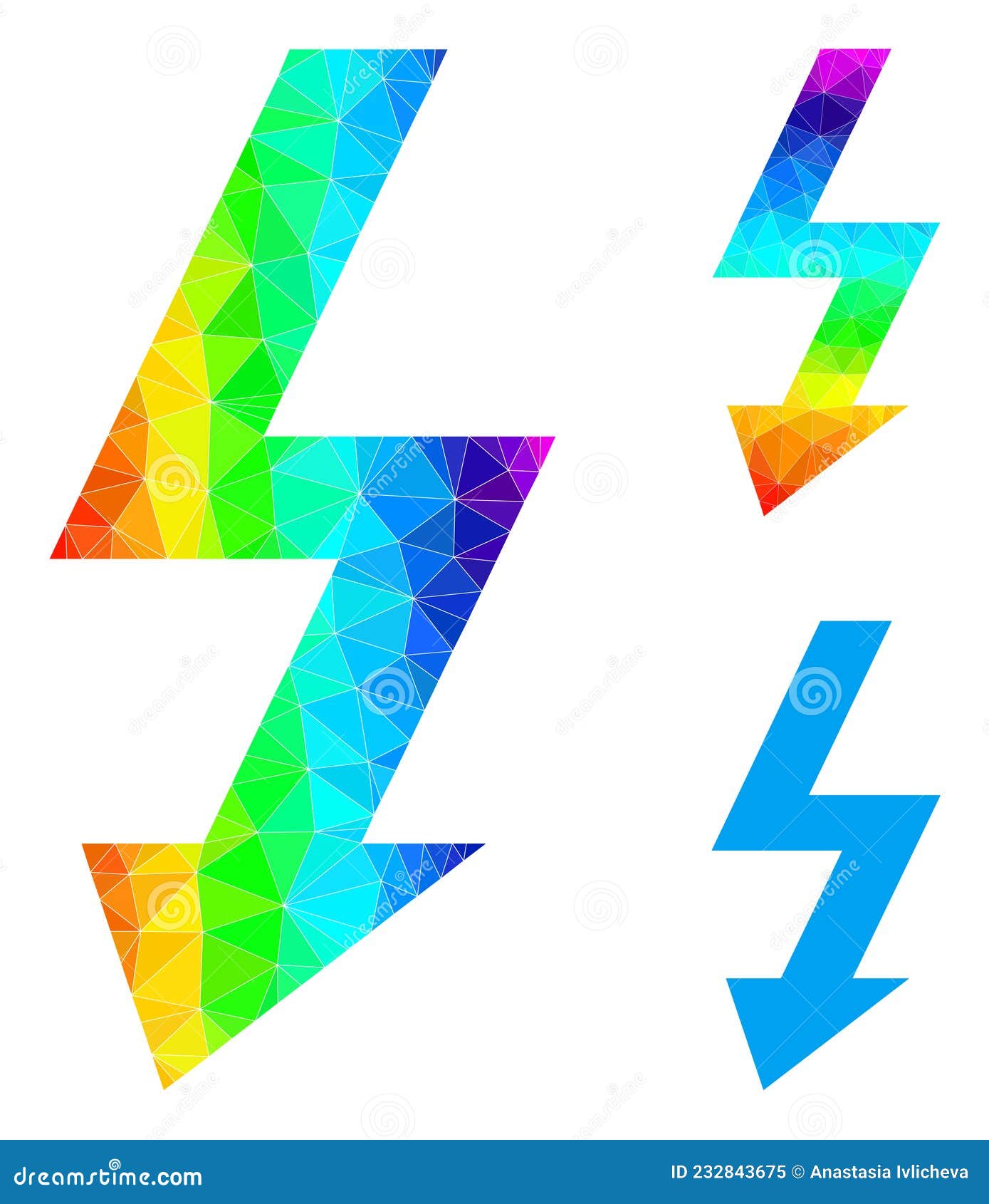 Vector Triangle Filled High Voltage Icon with Spectral Colored Gradient ...