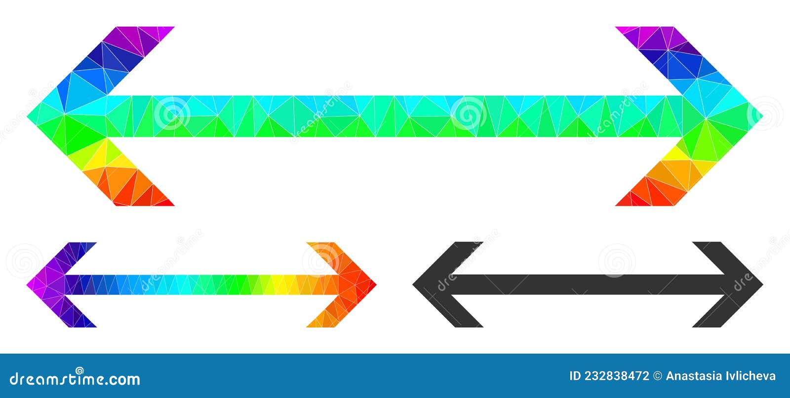 Vector Triangle Filled Horizontal Flip Icon with Spectrum Gradient ...