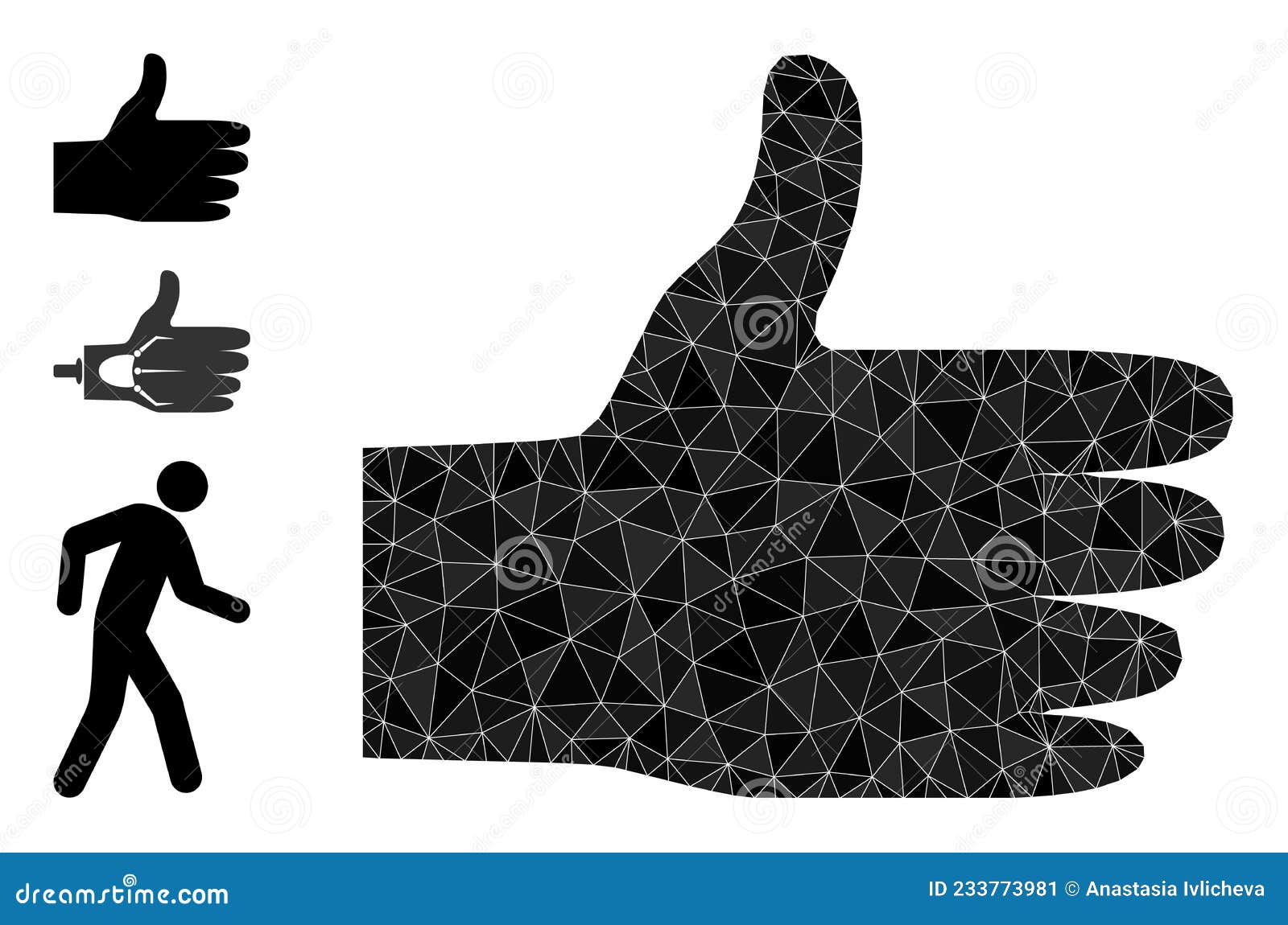Vector Triangle Filled Human Hand Icon with Similar Icons Stock Vector ...