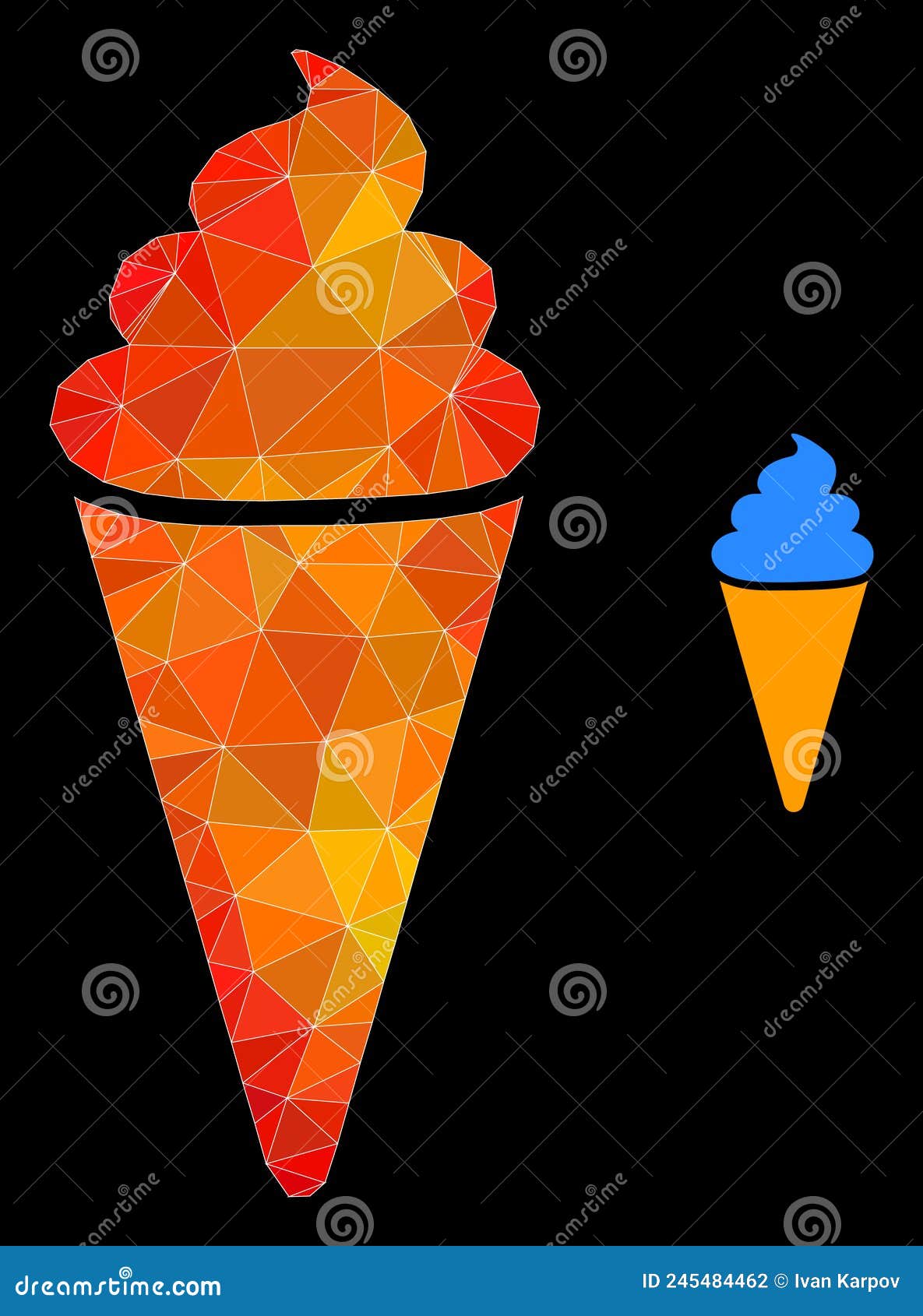 Vector Triangle Filled Ice Cream Icon with Orange Colored Gradient ...