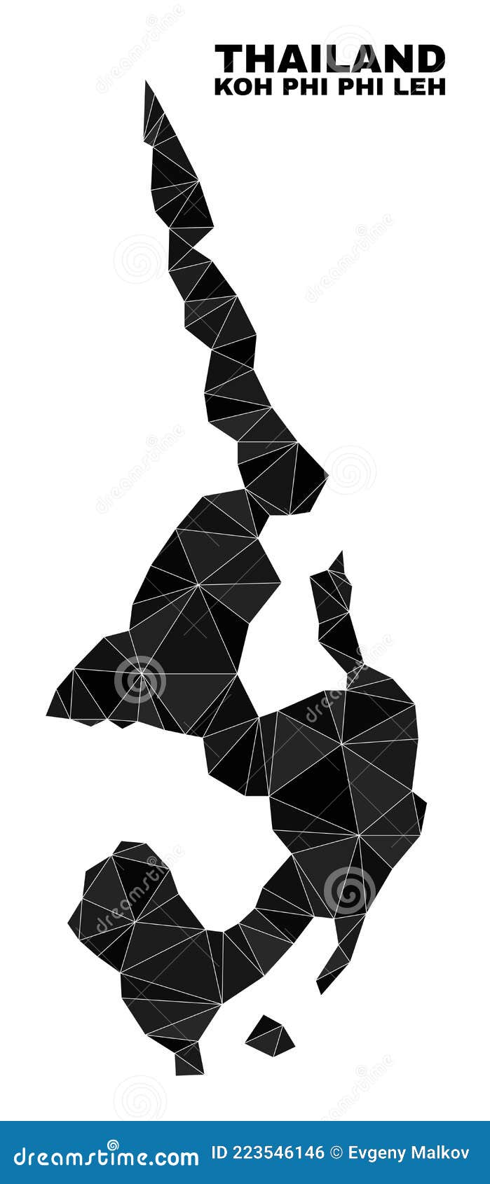 Vector Triangle Filled Koh Phi Leh Map Stock Vector - Illustration of ...