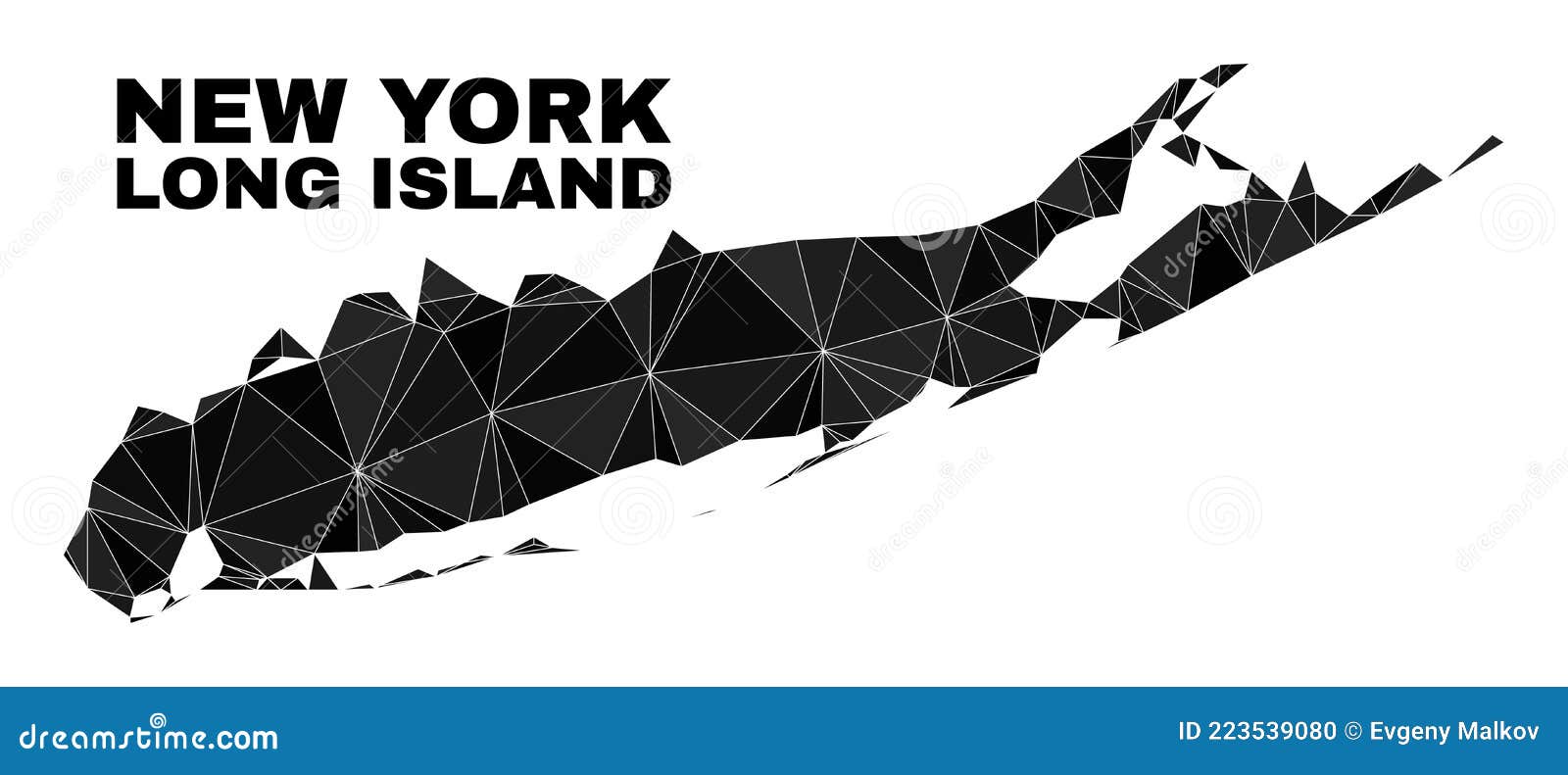 Vector Triangle Filled Long Island Map Stock Vector - Illustration of ...