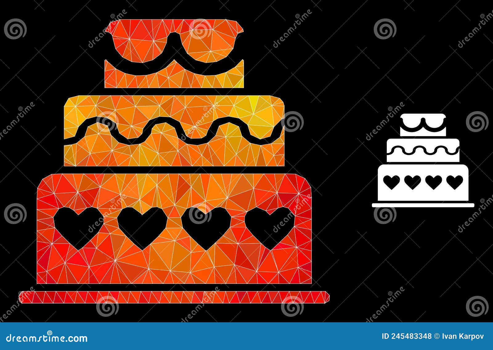 Vector Triangle Filled Marriage Cake Icon with Flame Gradient Stock ...