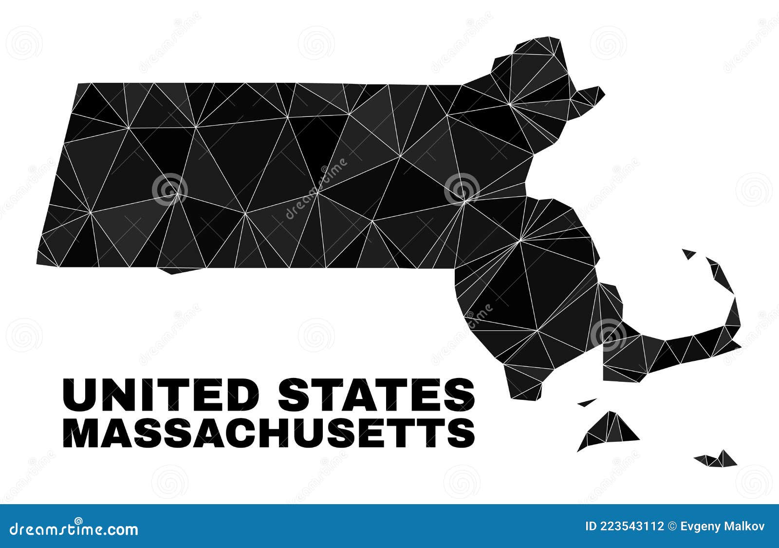 Vector Triangle Filled Massachusetts State Map Stock Vector ...