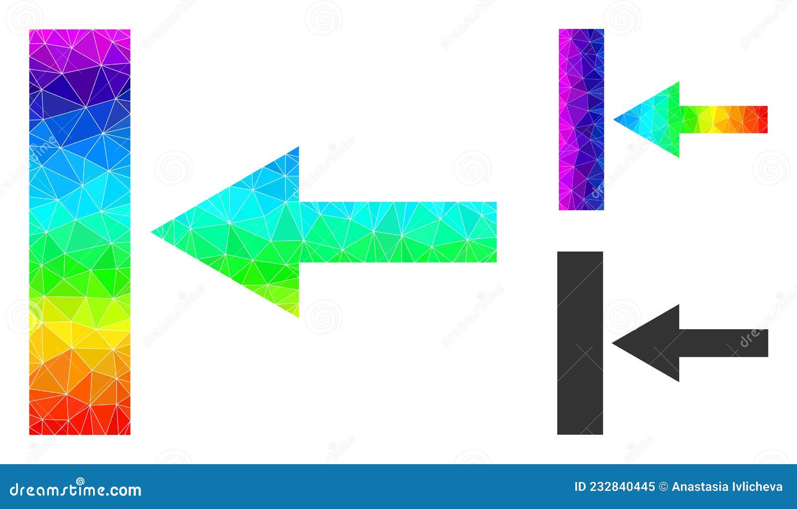 Vector Triangle Filled Move Left Icon with Spectrum Gradient Stock ...