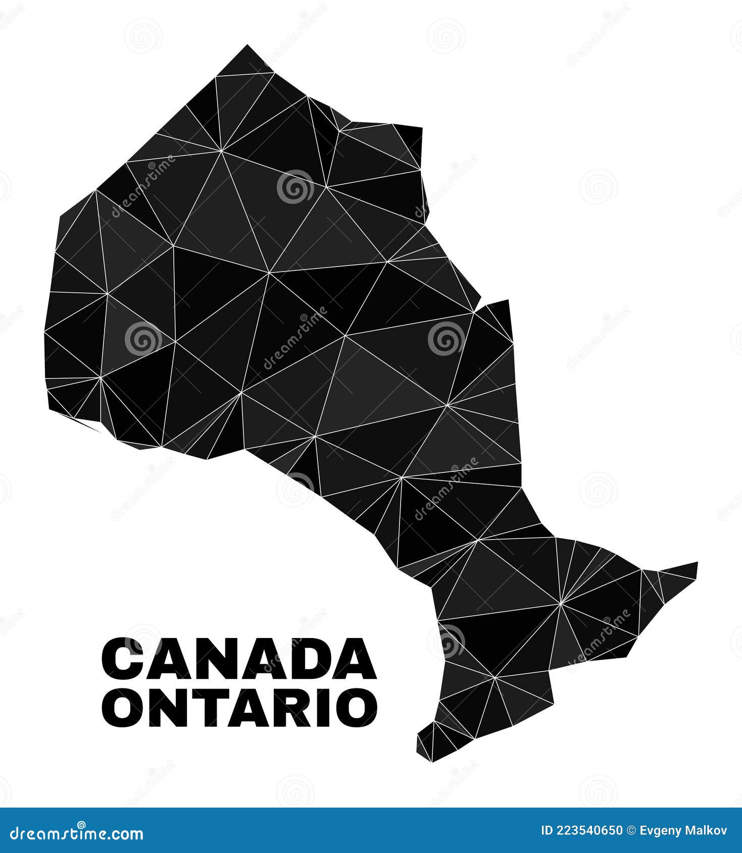 Vector Triangle Filled Ontario Province Map Stock Vector - Illustration ...