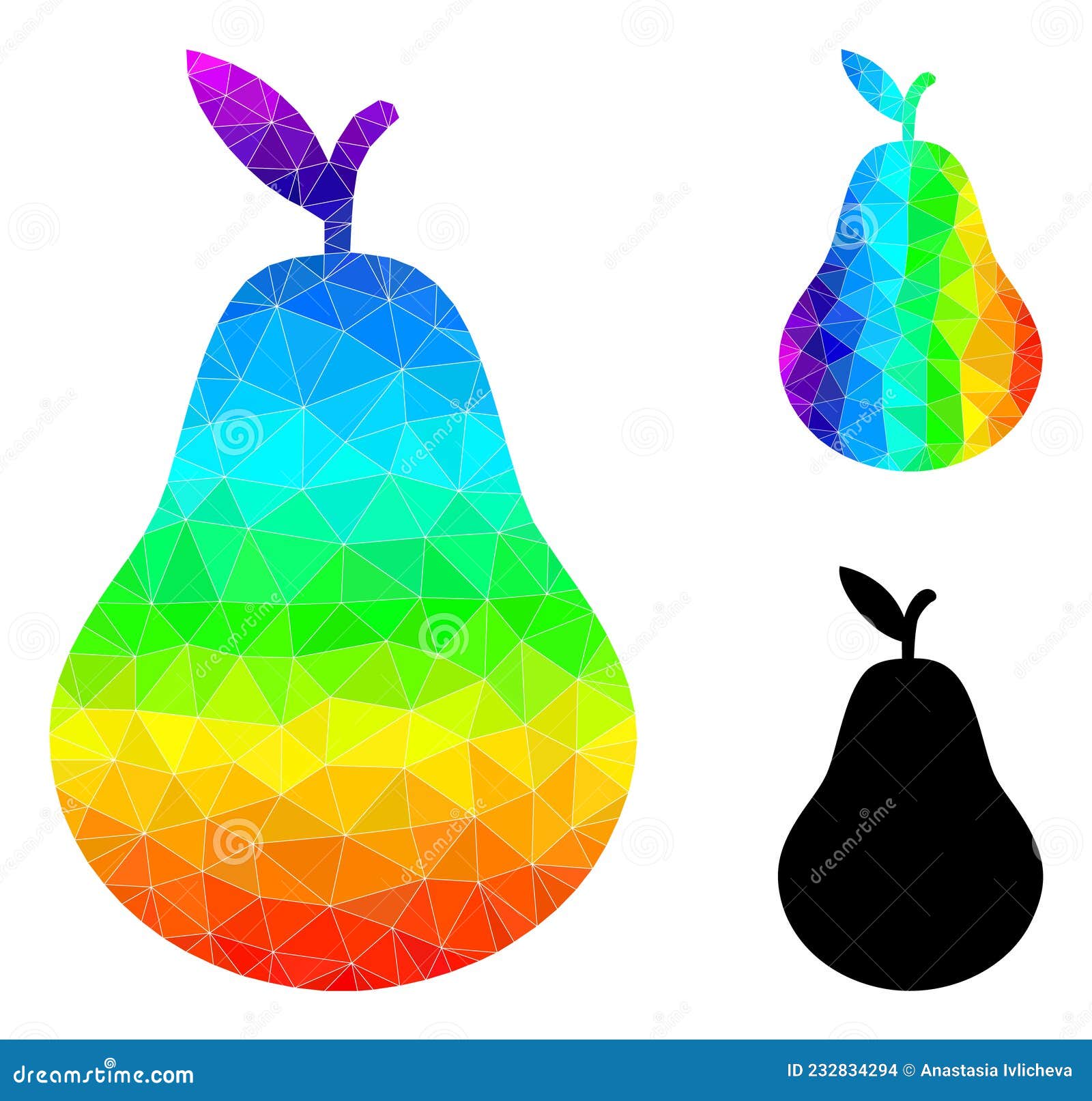 Vector Triangle Filled Pear Icon with Spectrum Gradient Stock Vector ...