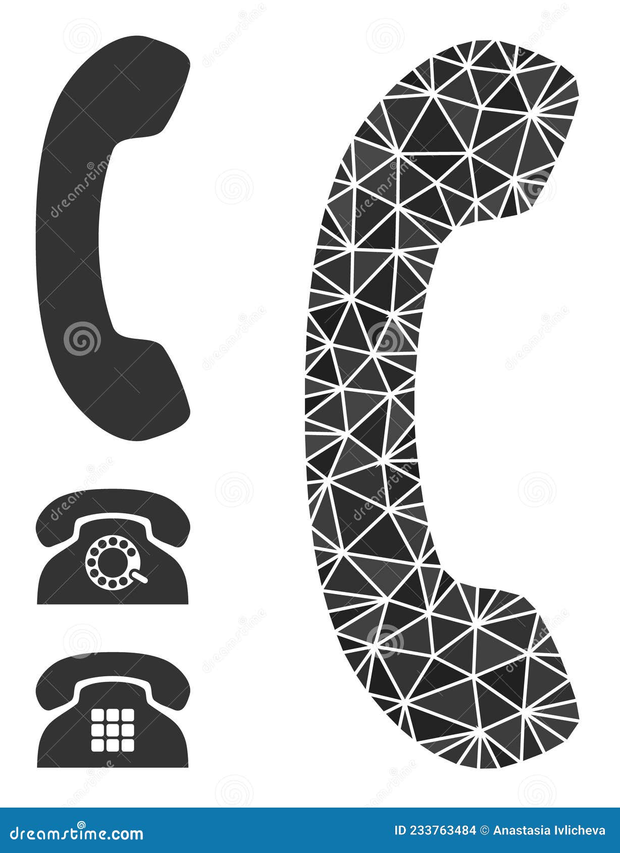 Vector Triangle Filled Phone Receiver Icon and Bonus Icons Stock Vector ...