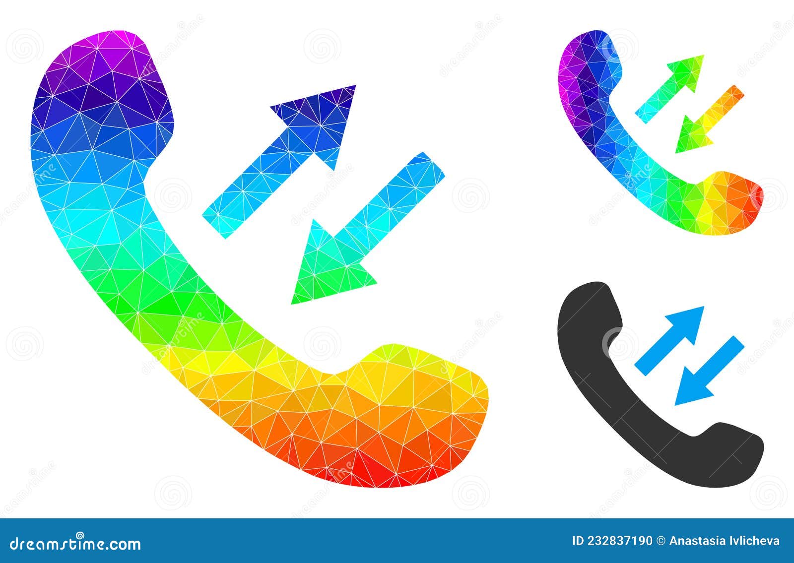 Vector Triangle Filled Phone Talking Icon with Spectrum Gradient Stock ...