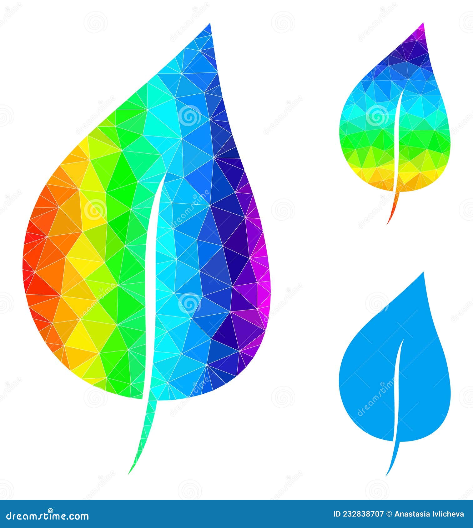 Vector Triangle Filled Plant Leaf Icon with Rainbow Gradient Stock ...