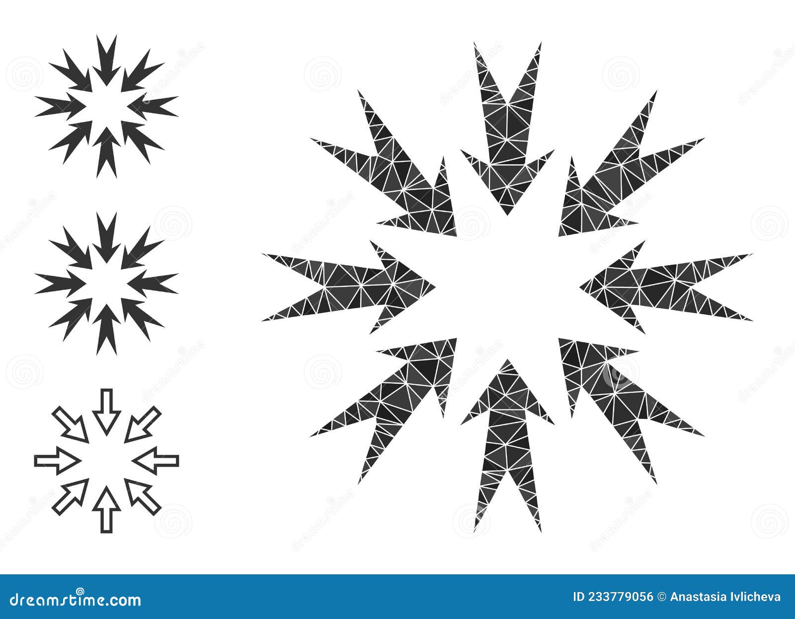 Vector Triangle Filled Pressure Arrows Icon with Similar Icons Stock ...