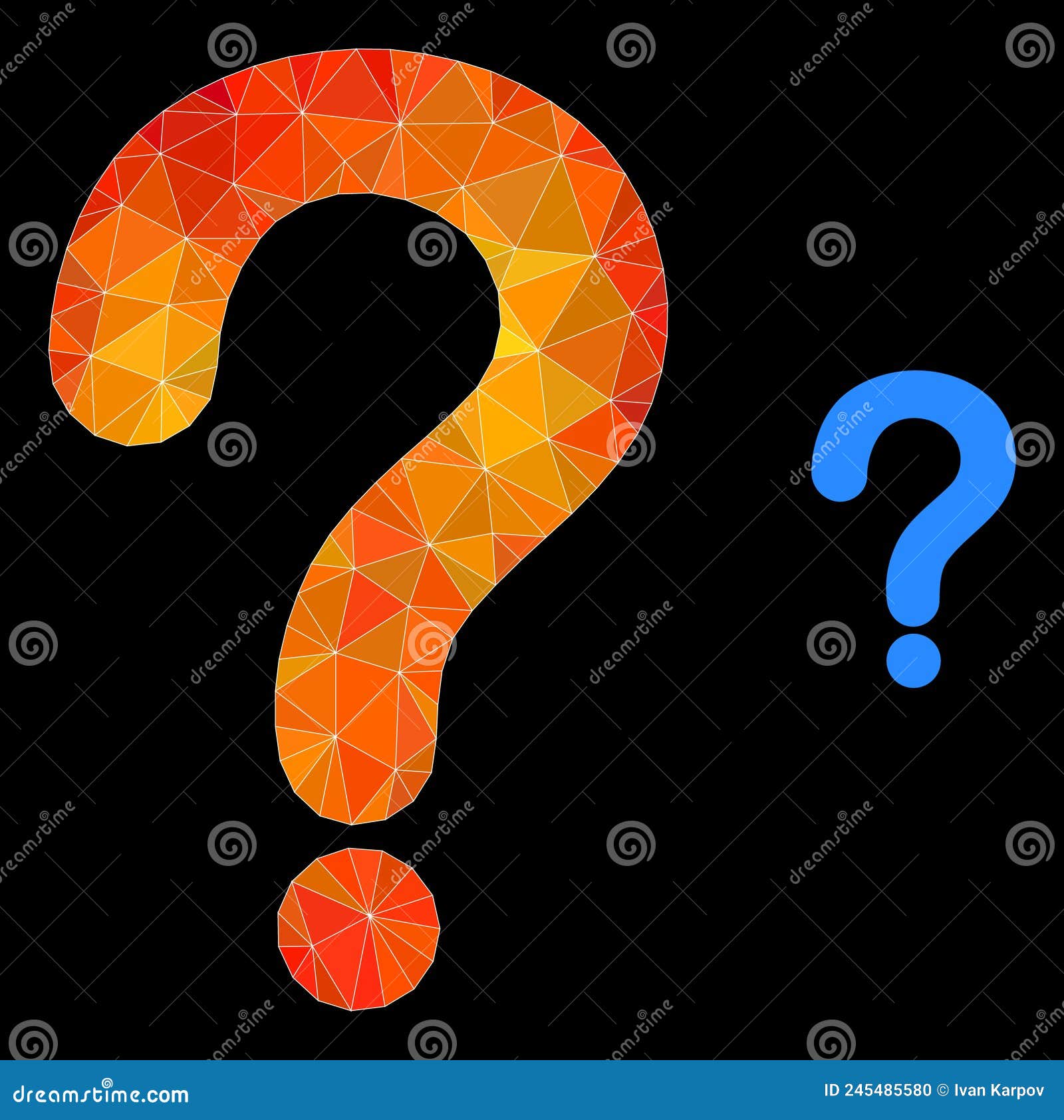 Vector Triangle Filled Question Mark Icon with Fire Gradient Stock ...