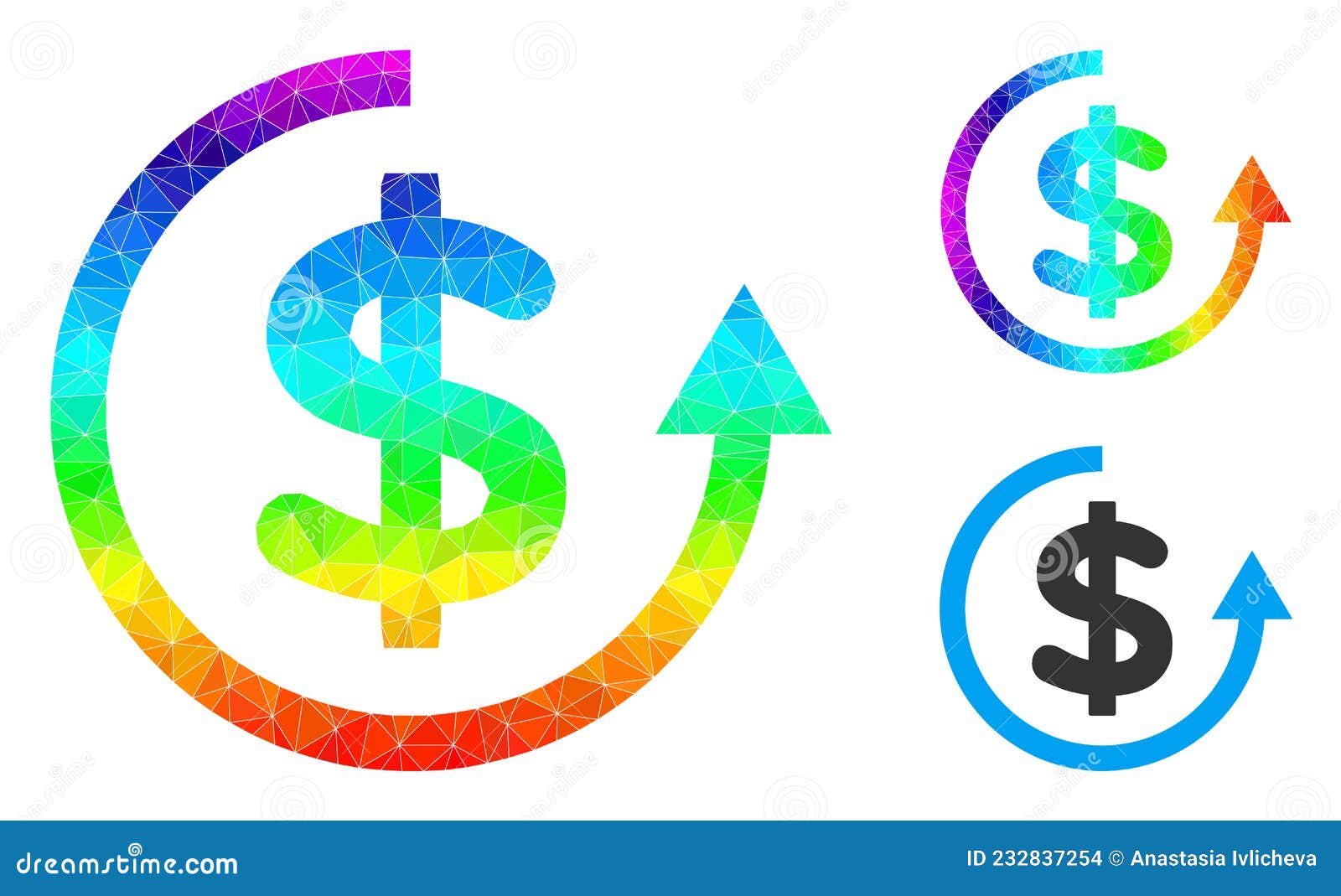Vector Triangle Filled Refund Icon with Spectrum Gradient Stock Vector ...