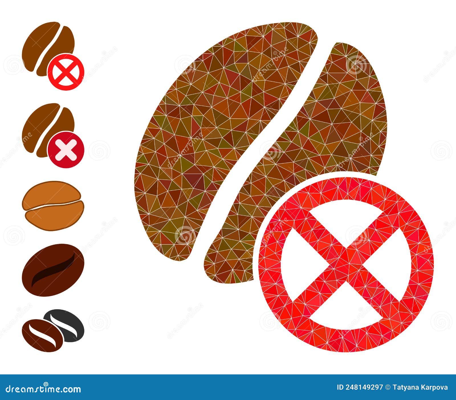 Vector Triangle Filled Reject Coffee Bean Icon and More Icons Stock ...