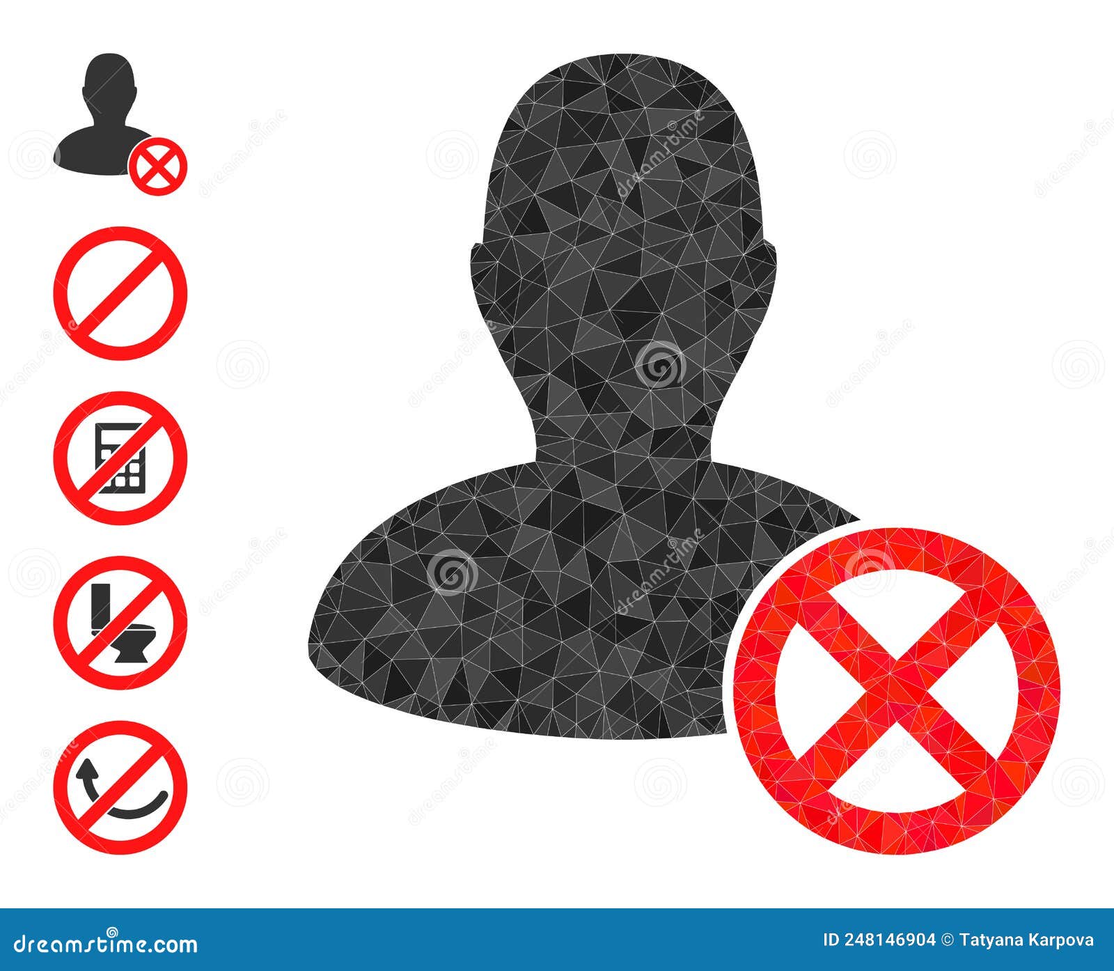 Vector Triangle Filled Reject User Icon and Other Icons Stock Vector ...