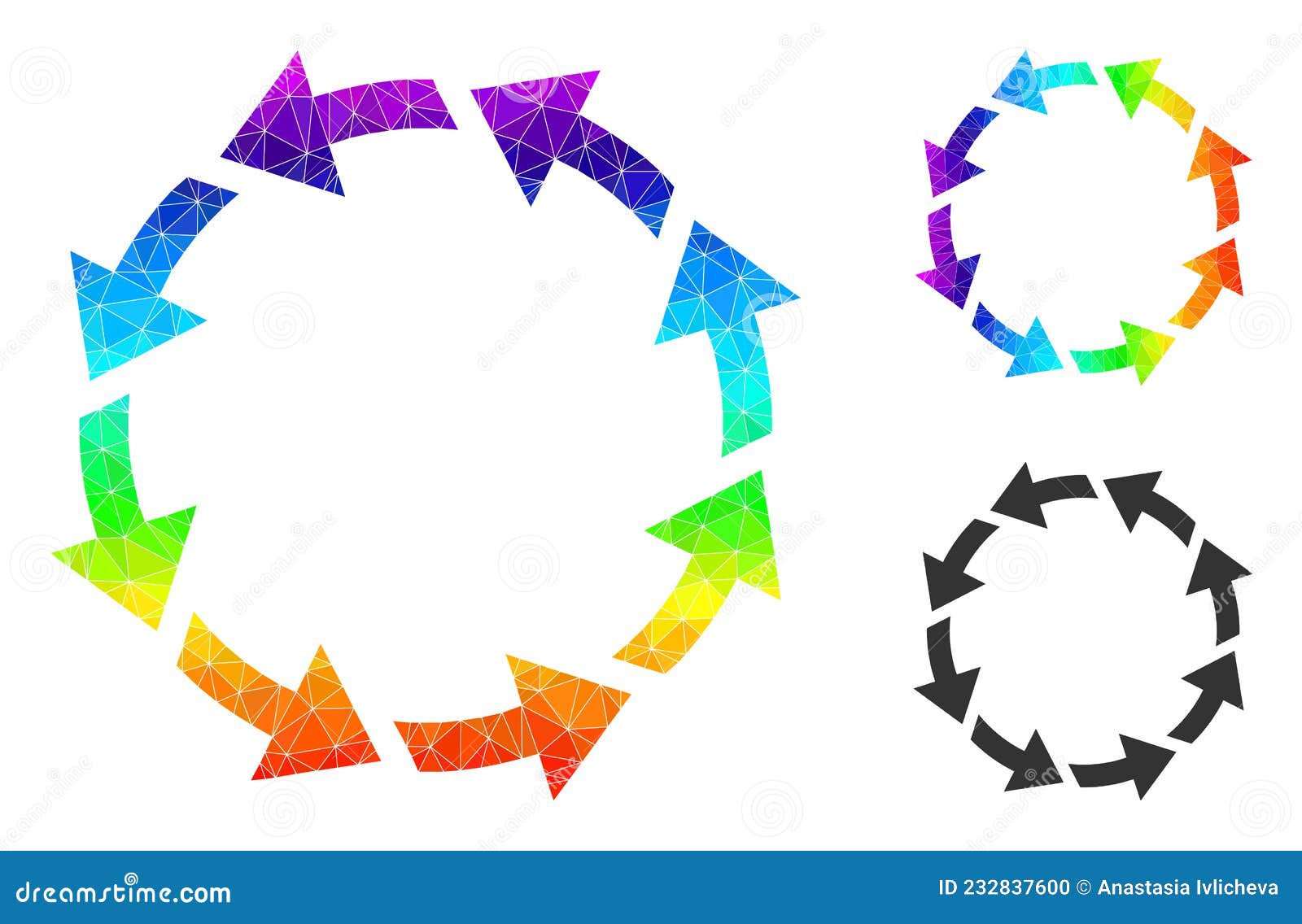 Vector Triangle Filled Rotate Ccw Icon with Rainbow Gradient Stock ...