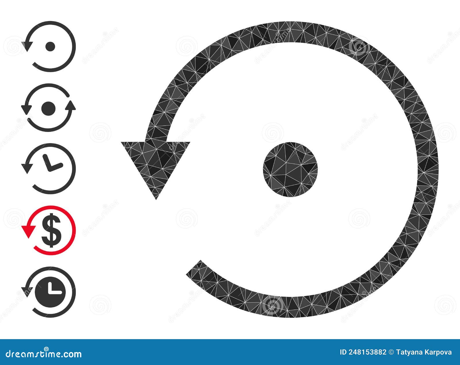 Vector Triangle Filled Rotate Left Icon and Other Icons Stock Vector ...