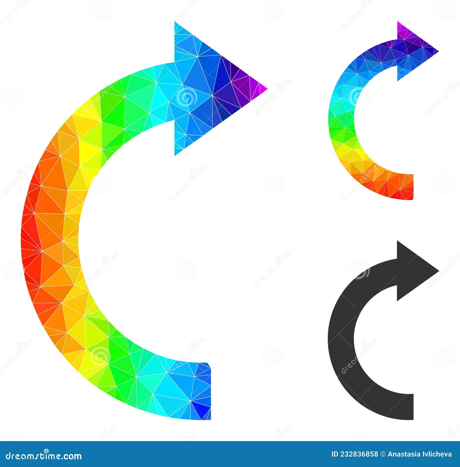 Vector Triangle Filled Rotate Right Icon with Rainbow Gradient Stock ...