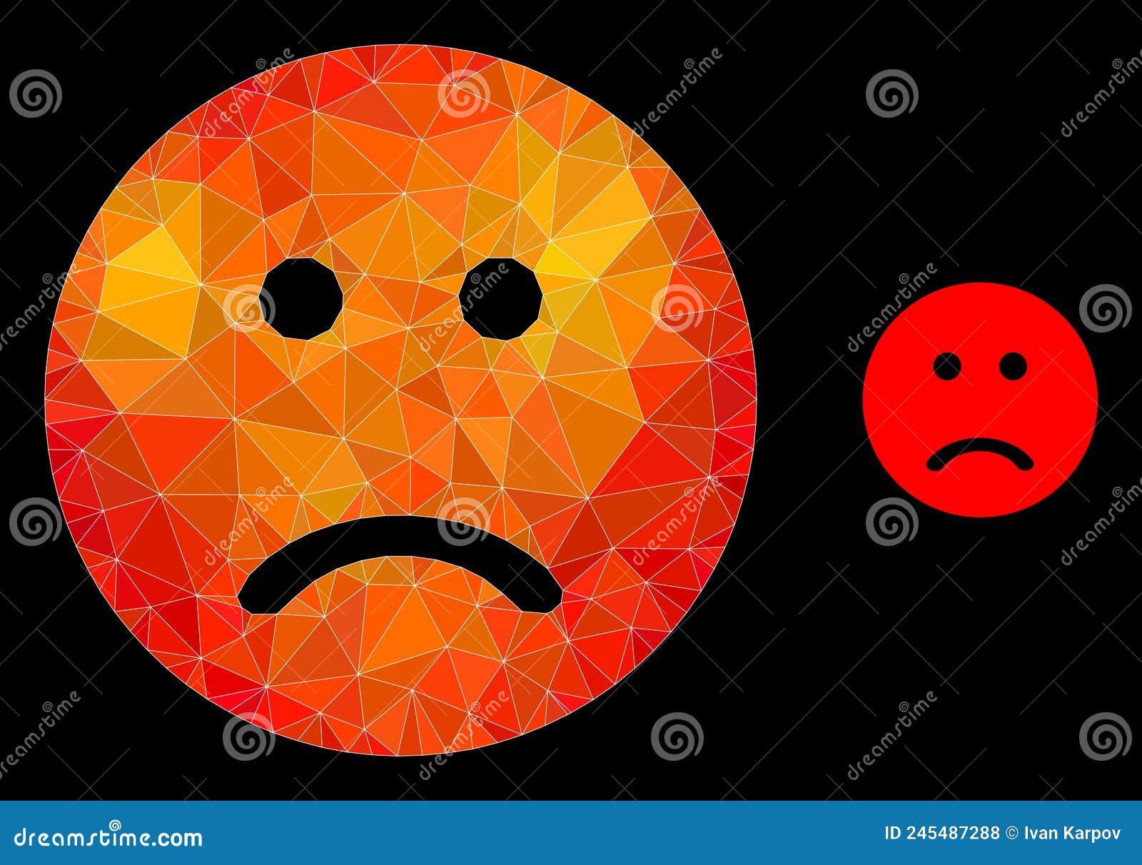 Vector Triangle Filled Sad Smiley Icon with Orange Colored Gradient ...