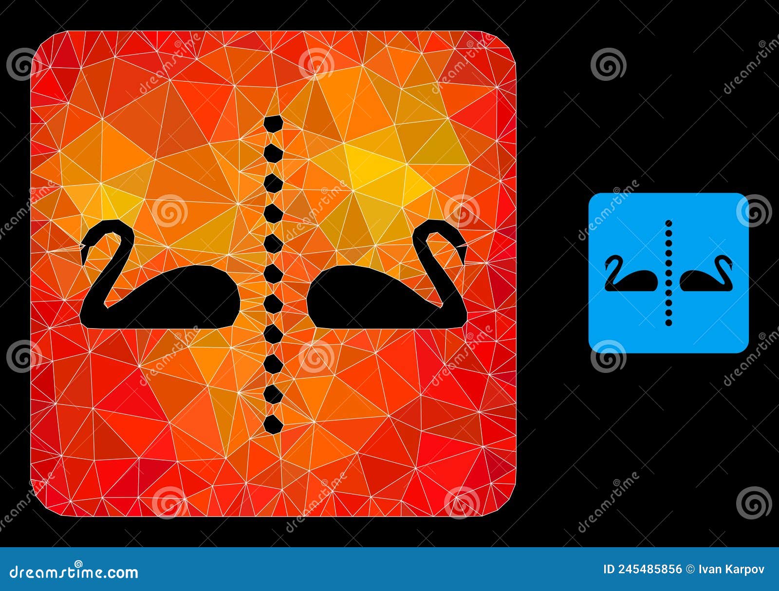 Vector Triangle Filled Separate Swans Icon with Flame Gradient Stock ...