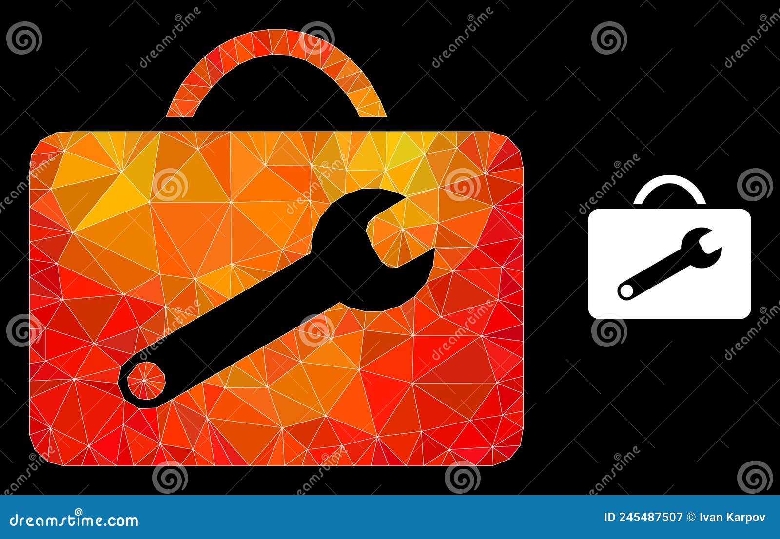 Vector Triangle Filled Service Toolkit Icon with Flame Gradient Stock ...