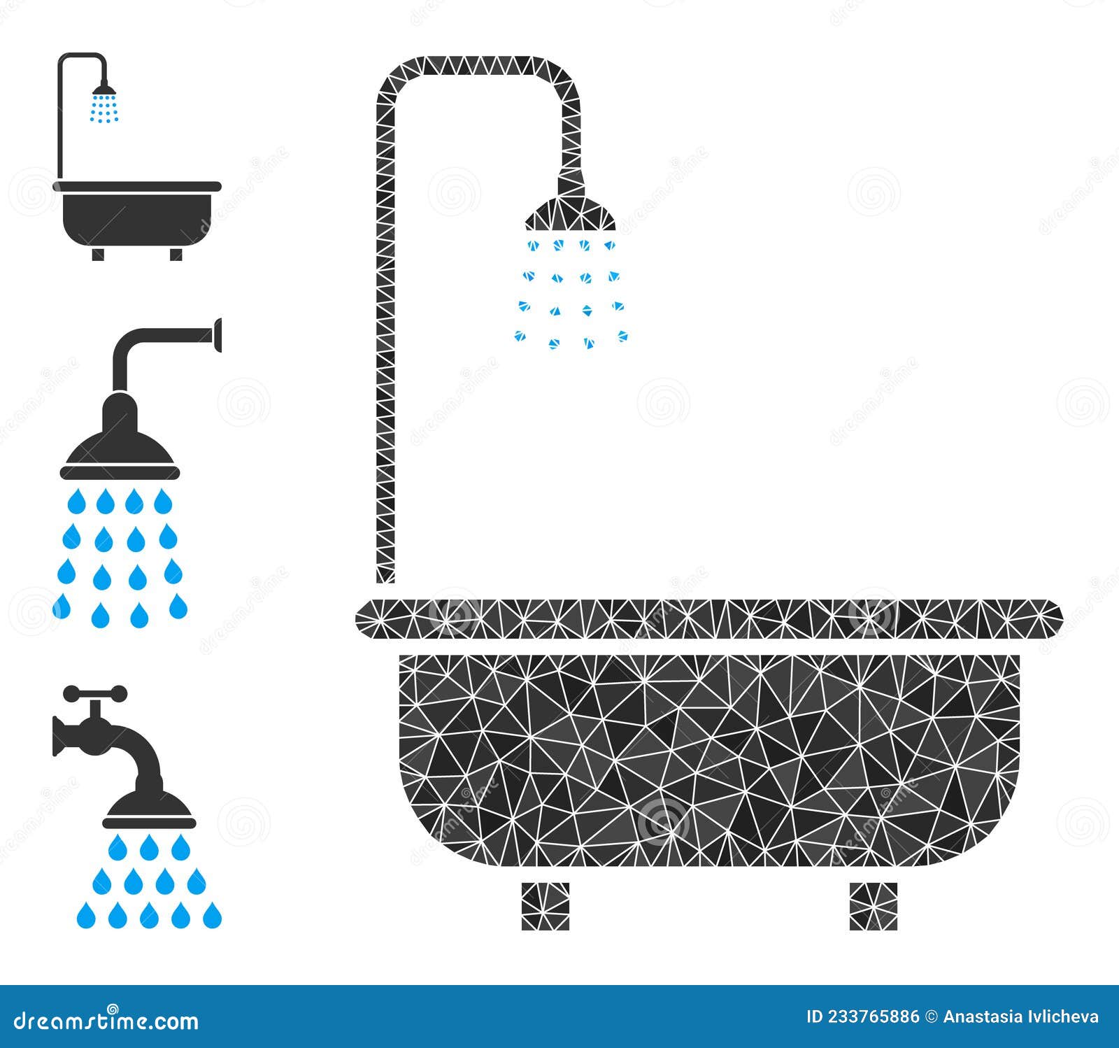 Vector Triangle Filled Shower Bath Icon with Other Icons Stock Vector ...
