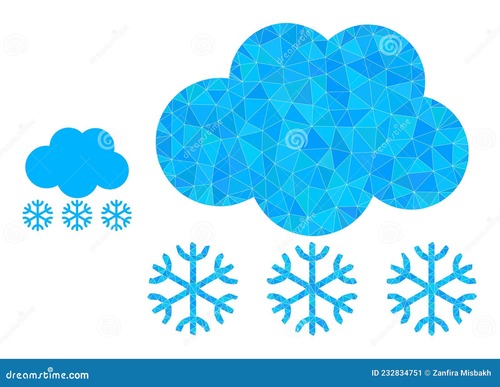 Vector Triangle Filled Snow Cloud Icon Stock Vector - Illustration of ...