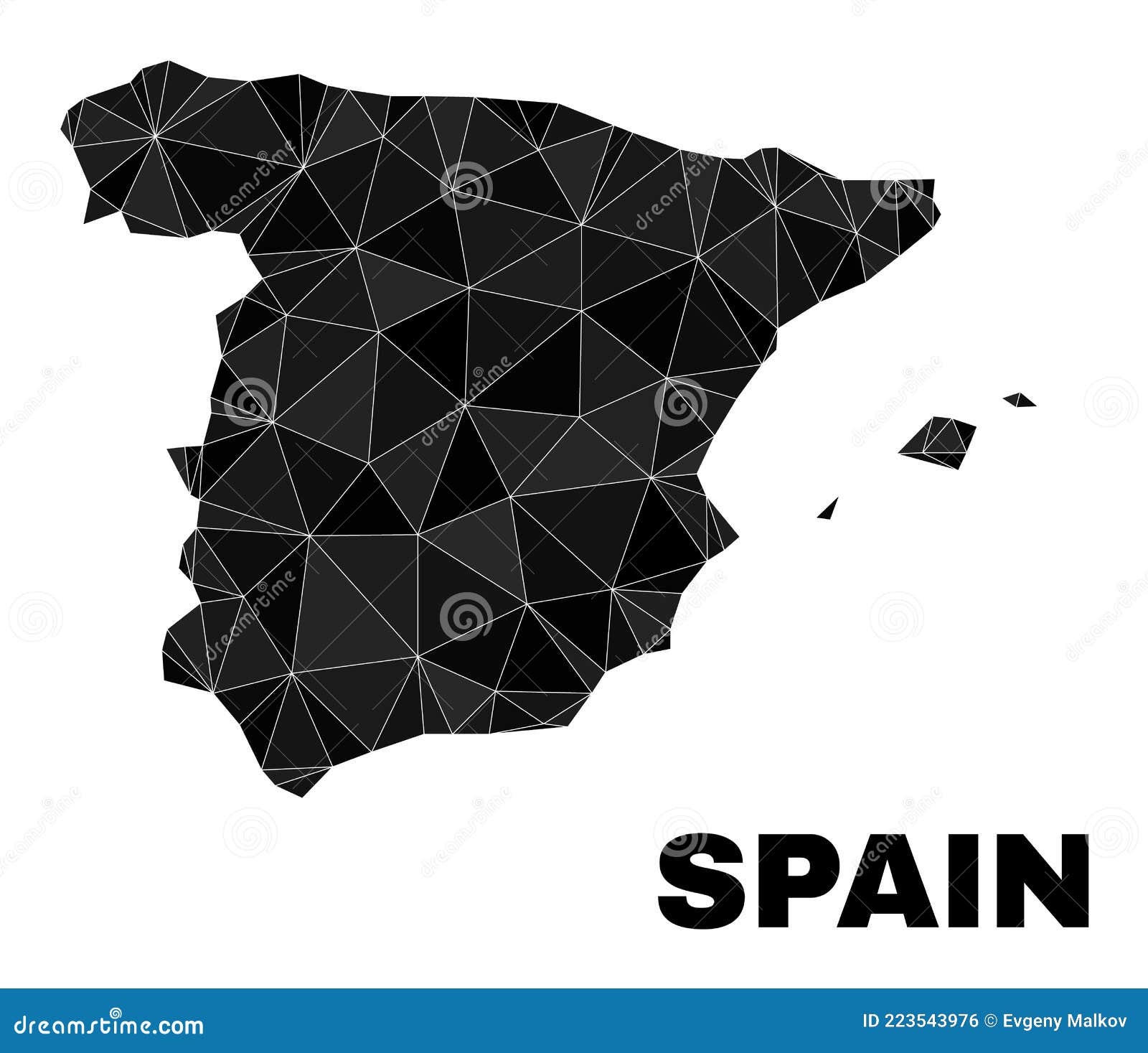 Vector Triangle Filled Spain Map Stock Vector - Illustration of mesh ...