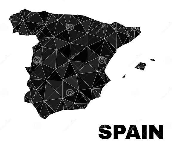 Vector Triangle Filled Spain Map Stock Vector - Illustration of mesh ...