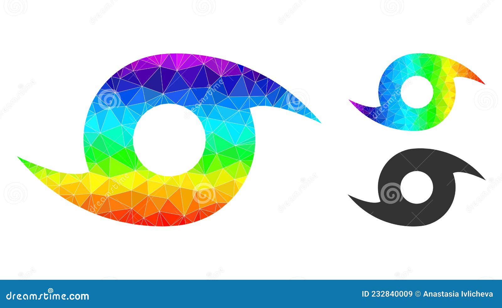 Vector Triangle Filled Storm Whirlpool Icon with Rainbow Gradient Stock ...