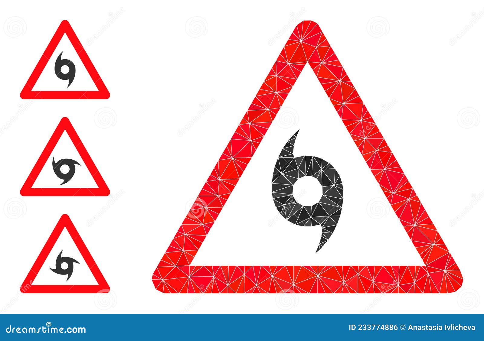 Vector Triangle Filled Storm Whirlpool Warning Icon with Bonus Icons ...